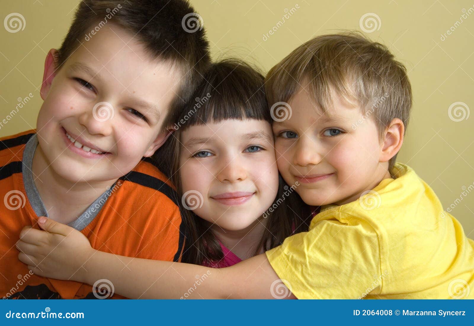 Three Happy Kids stock photo. Image of indoor, friendly - 2064008