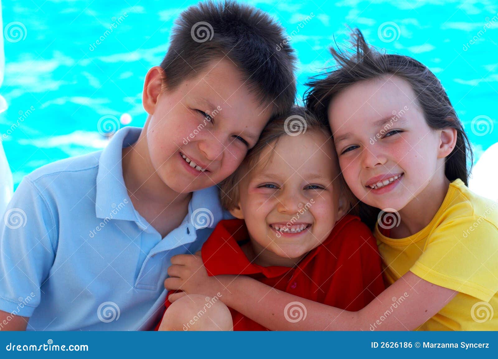 Three happy kids stock photo. Image of little, boys, outdoors - 2626186