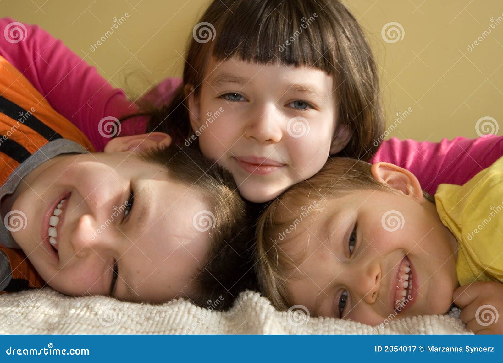 Three Happy Kids Having Fun Stock Image - Image of family, female: 2054017