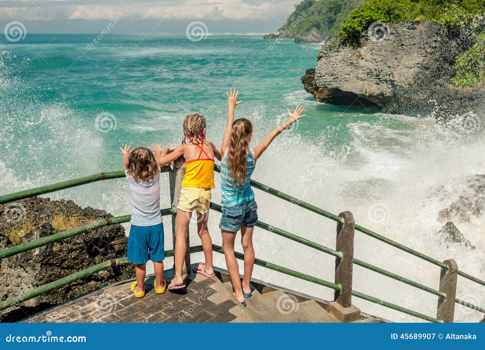 Three Happy Kids Playing on Beach Stock Image - Image of emotion, happy ...
