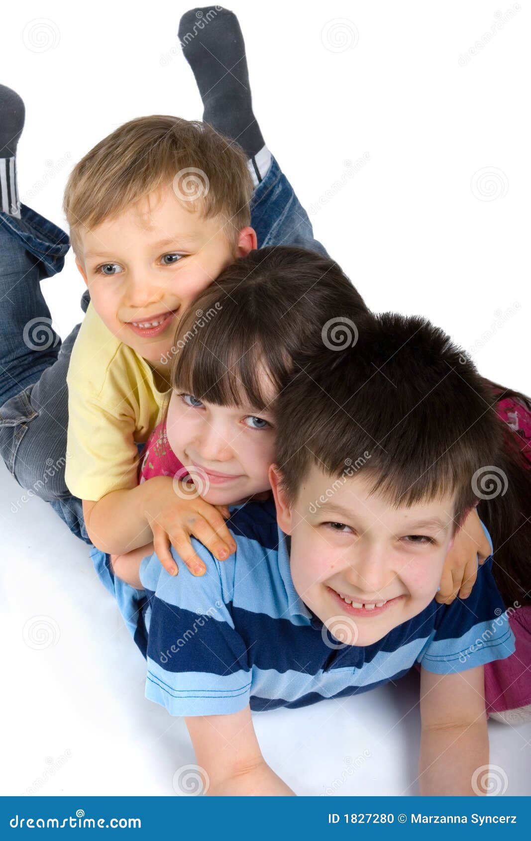 Three Happy Kids Playing on Floor Stock Photo - Image of girl, happy ...