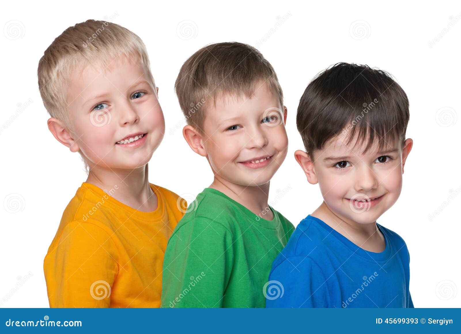 Three happy little boys stock image. Image of pleasure - 45699393