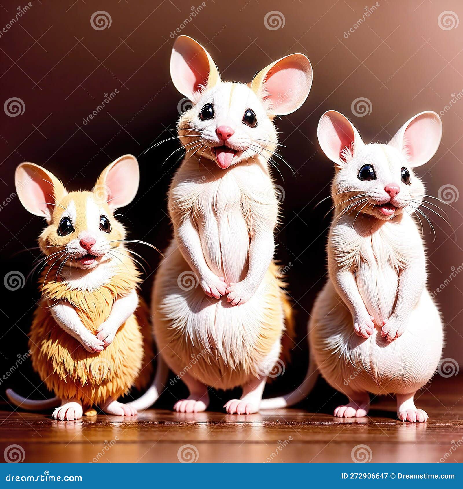 Three Happy Mice Created with Generative AI Stock Illustration ...