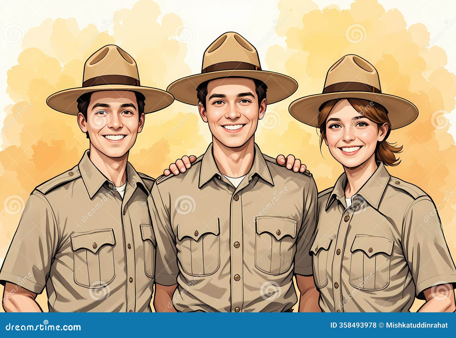 Park Rangers And Forest Background Cartoon Vector | CartoonDealer.com ...