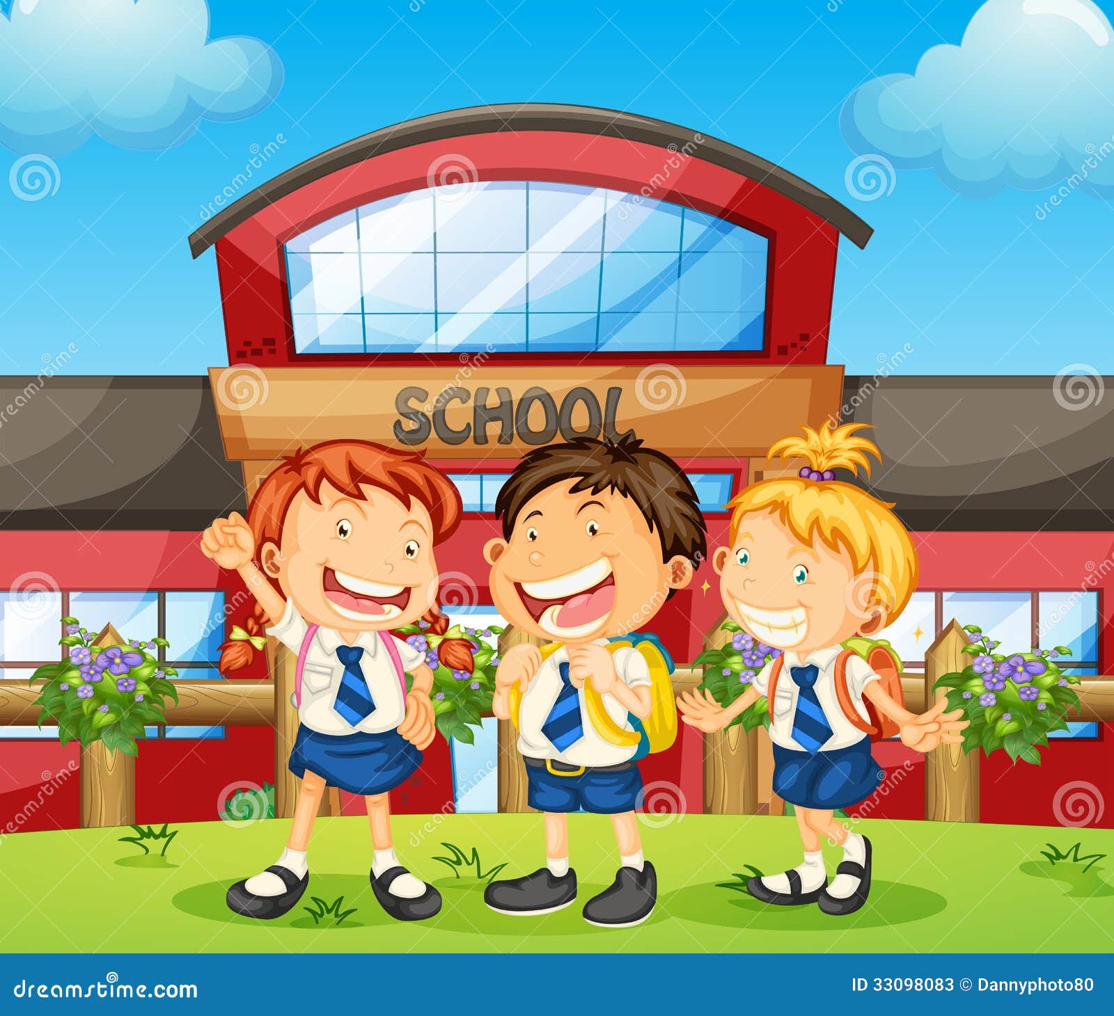 Three happy students stock vector. Illustration of teeth - 33098083