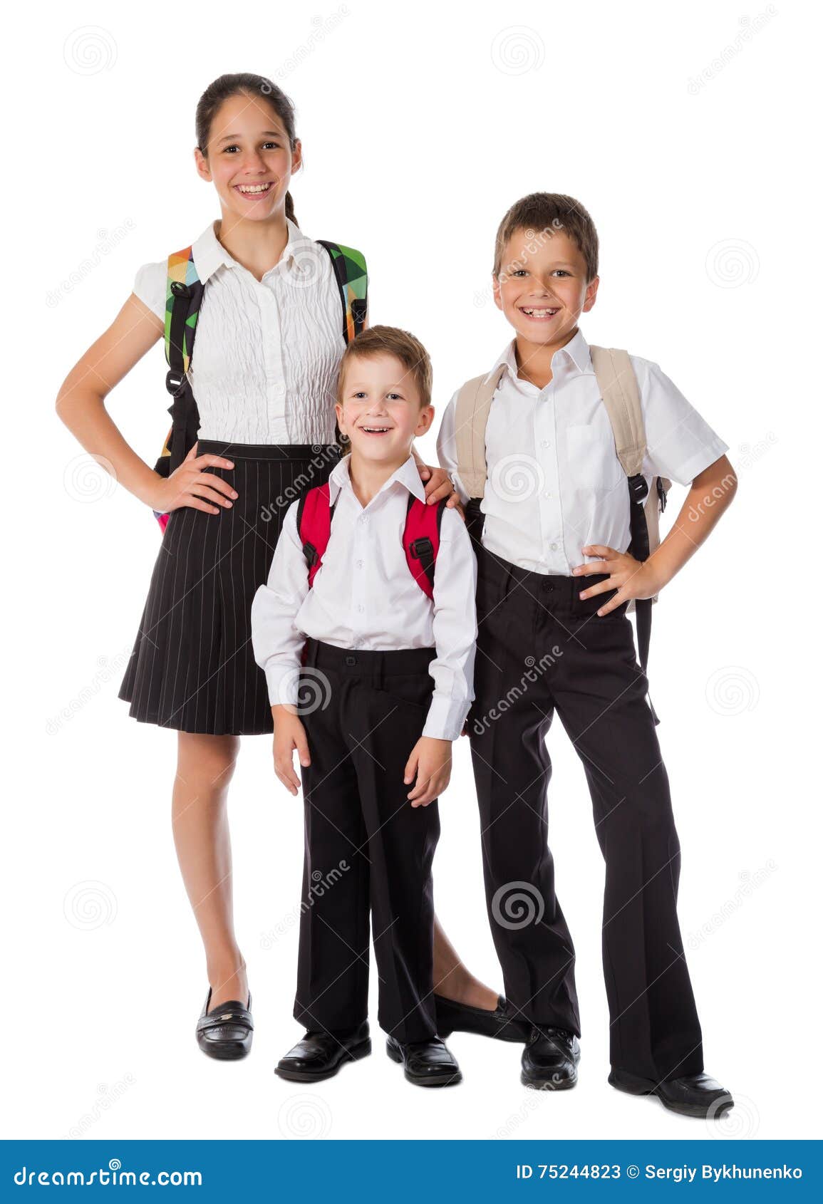 Three Happy Students Standing Together Stock Image - Image of group ...