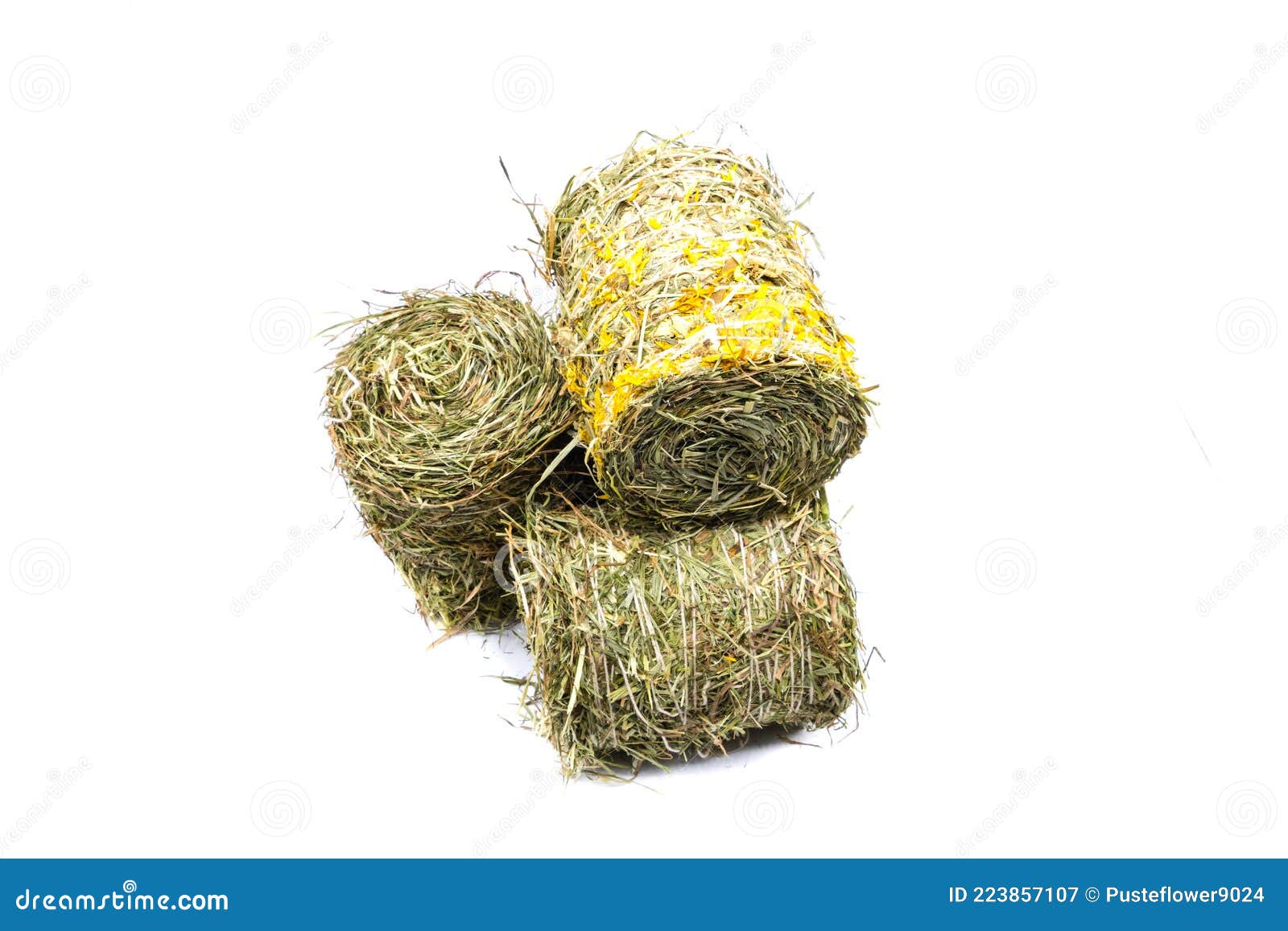 Three Hay Bales Isolated on White Background Stock Image - Image of ...