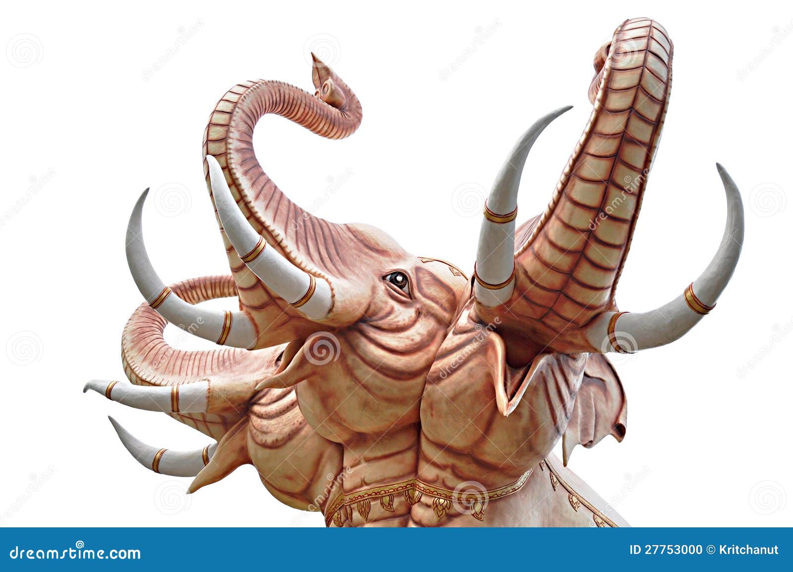 Three Head Elephant Sculpture Stock Photo - Image of detail, ivory ...