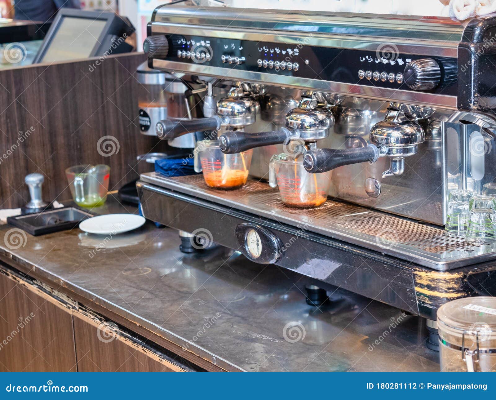 Three Head Professional Coffee Machine Stock Photo - Image of fresh ...