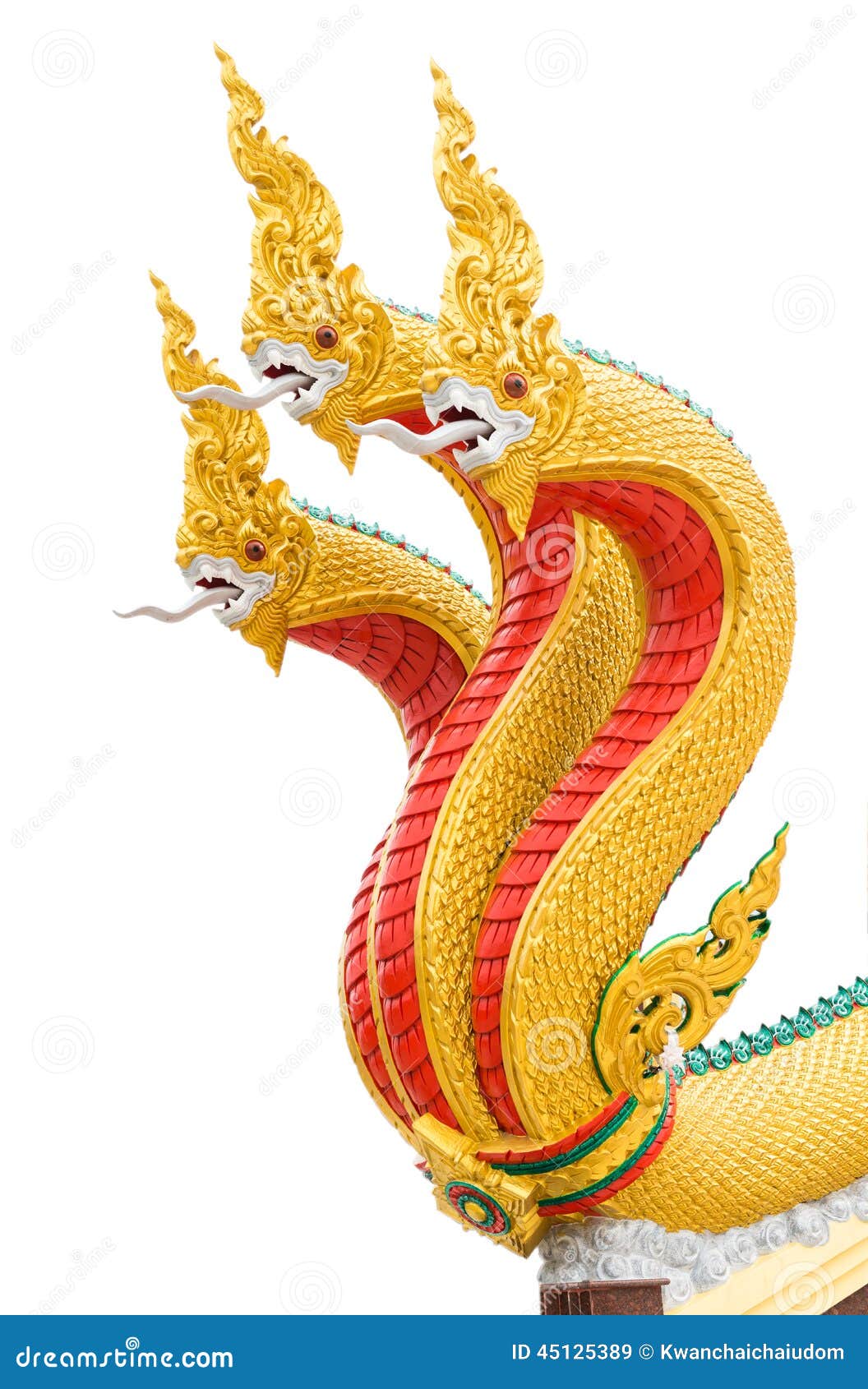 Three Head Serpent Statue Isolated on White Background Stock Image ...