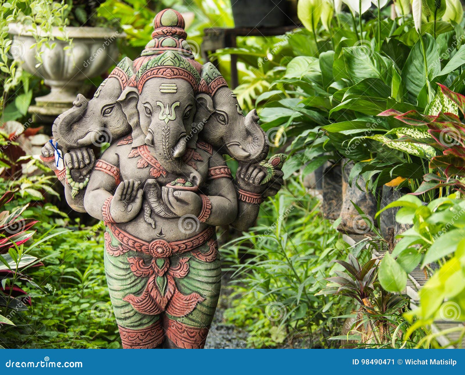 Three-Headed Deity Ganesh Statue Stock Image - Image of lord, asia ...