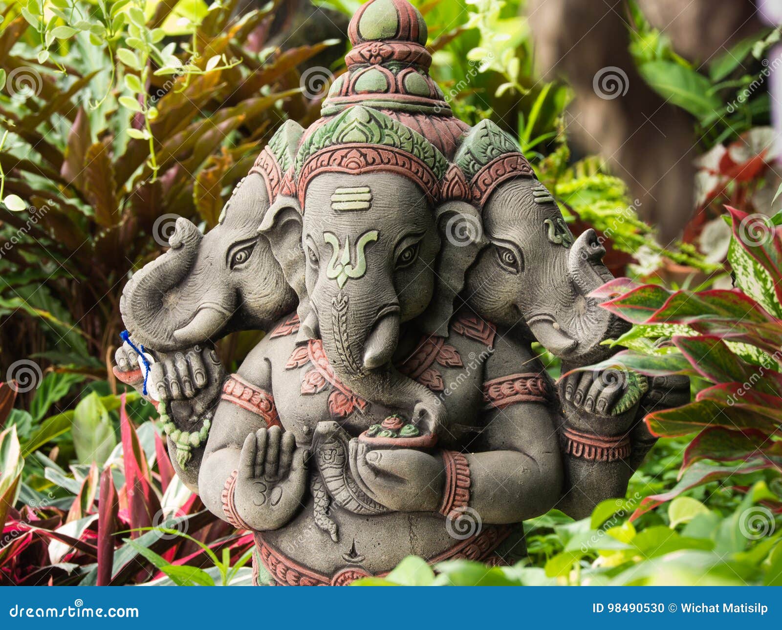 Three-Headed Deity Ganesh Statue Stock Photo - Image of deity ...