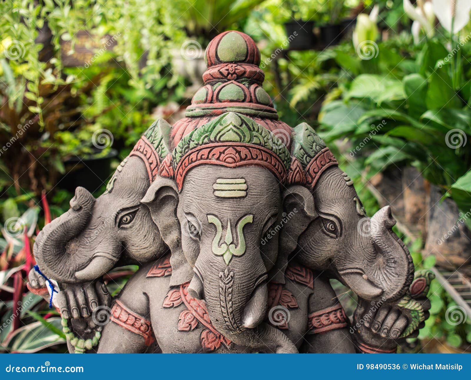 Three-Headed Deity Ganesh Statue Stock Photo - Image of india, angel ...