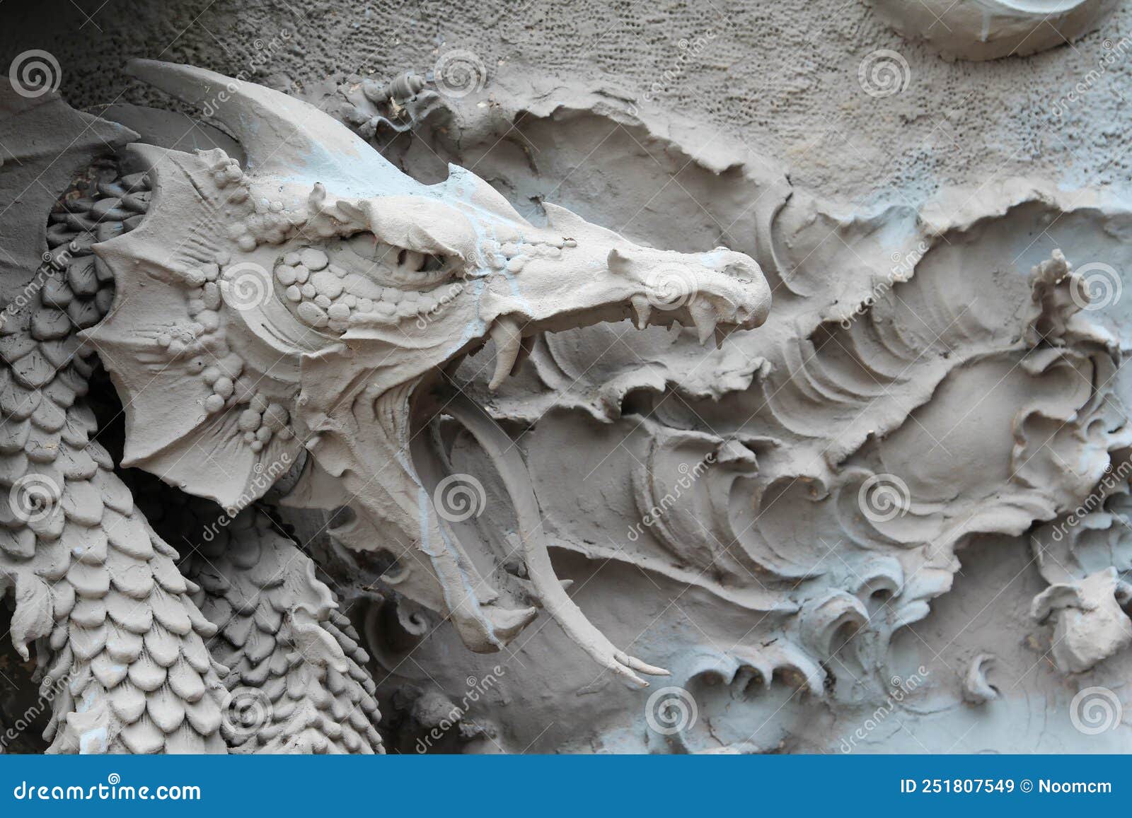 Cement Statue on Concrete Wall Stock Image - Image of vintage, stucco ...