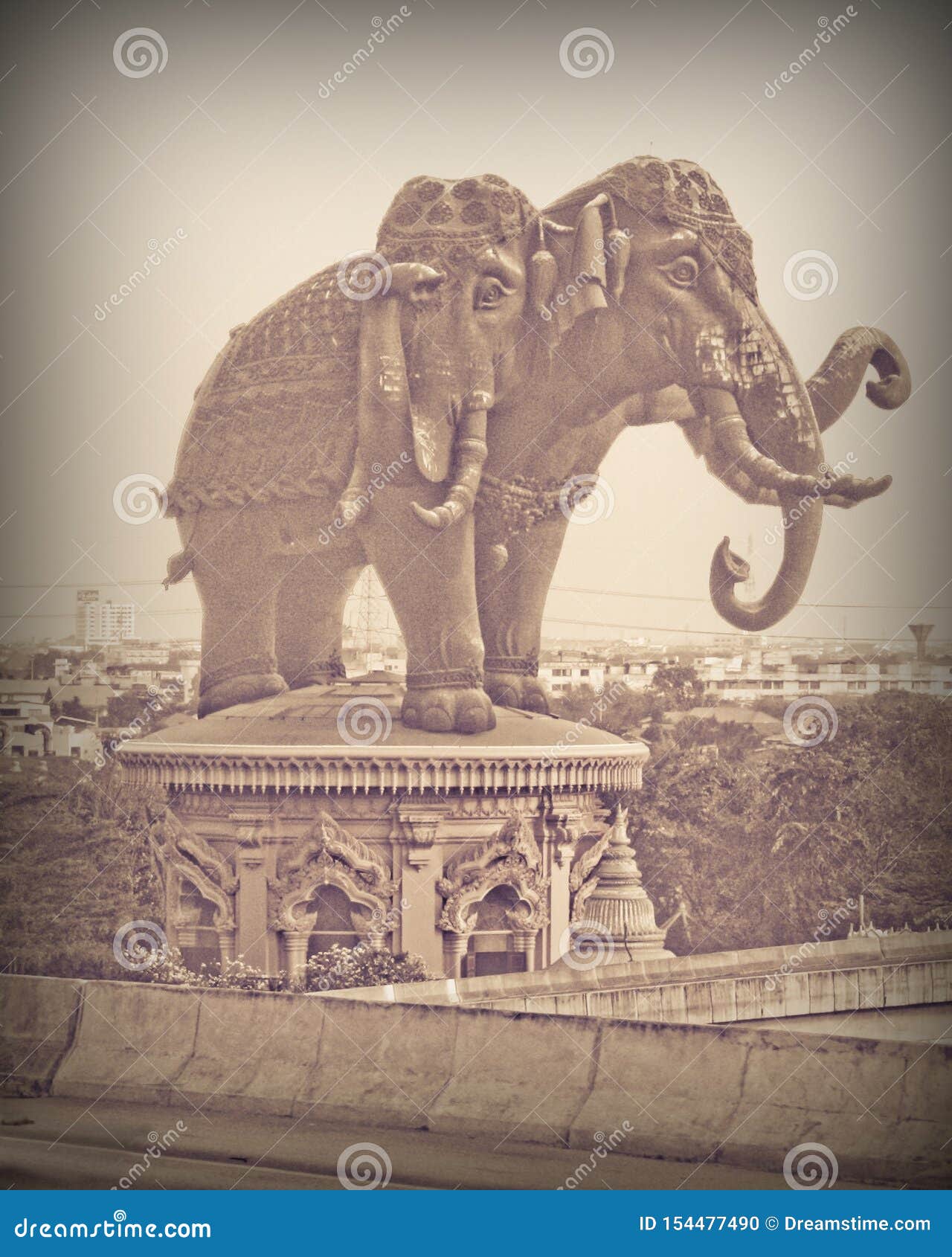 The Three-headed Elephant Building at Erawan Museum Stock Photo - Image ...