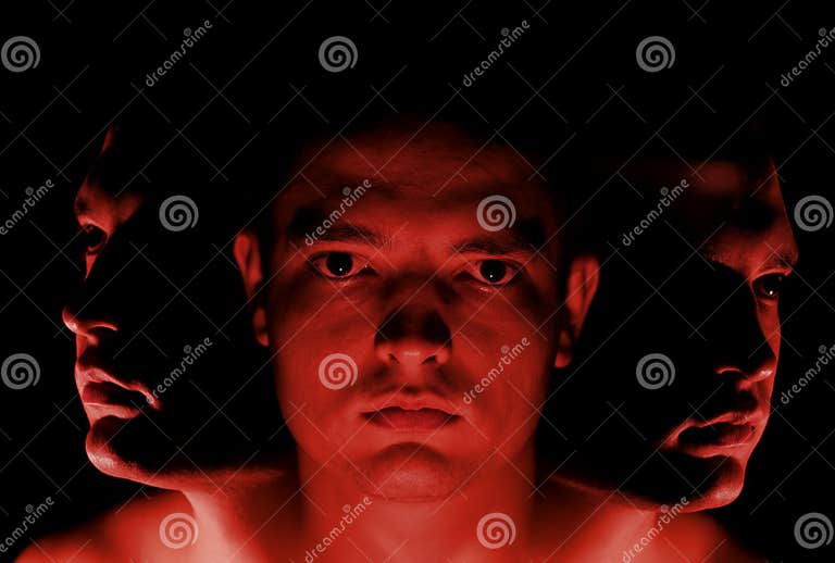 Three headed man stock image. Image of straight, light - 26171203