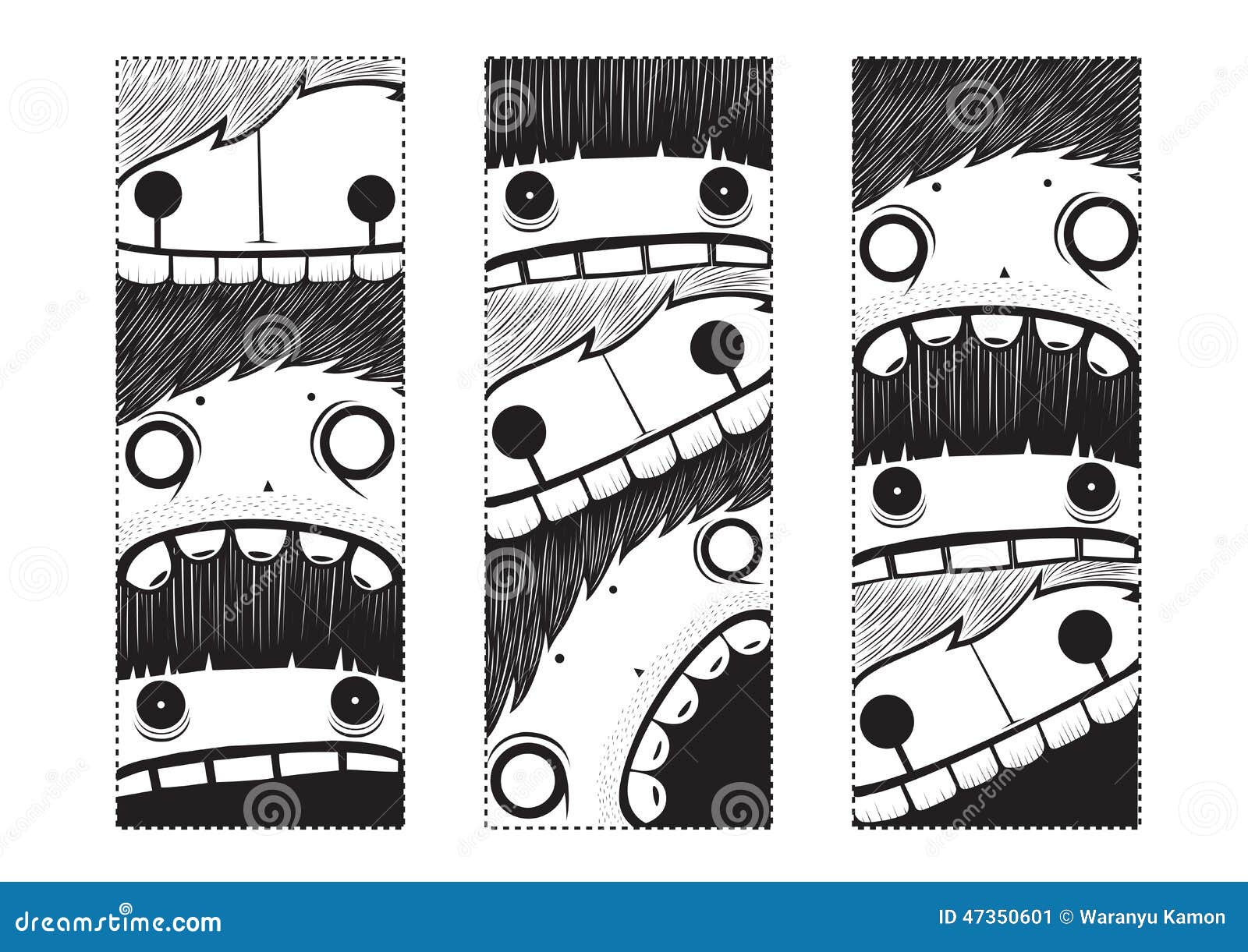 Three heads stock vector. Illustration of fear, open - 47350601