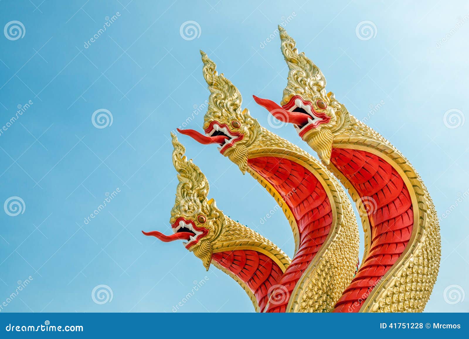 The Three Heads of Holy Red King of Nagas Statue Stock Photo - Image of ...