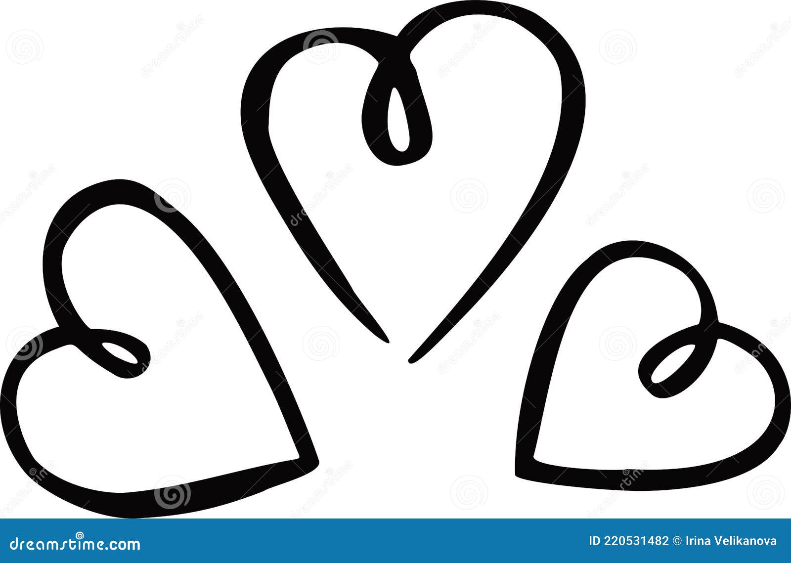 Three Heart Icon, Symbol. Vector and Line Stock Vector - Illustration ...