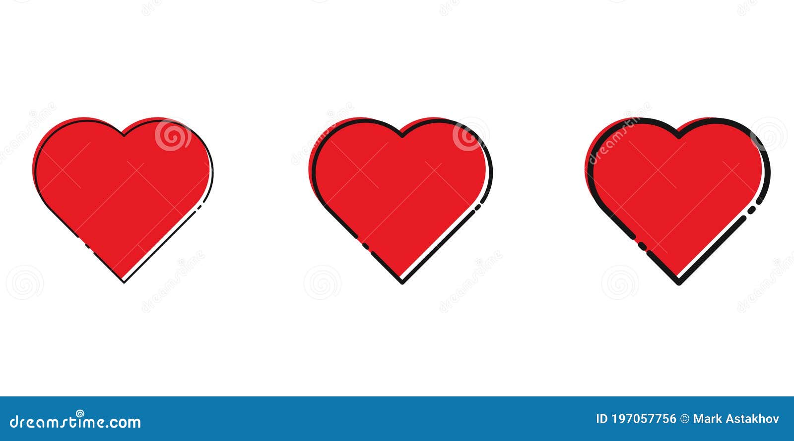 Three Heart Icon, Vector Red Heart Template Symbol Stock Vector ...