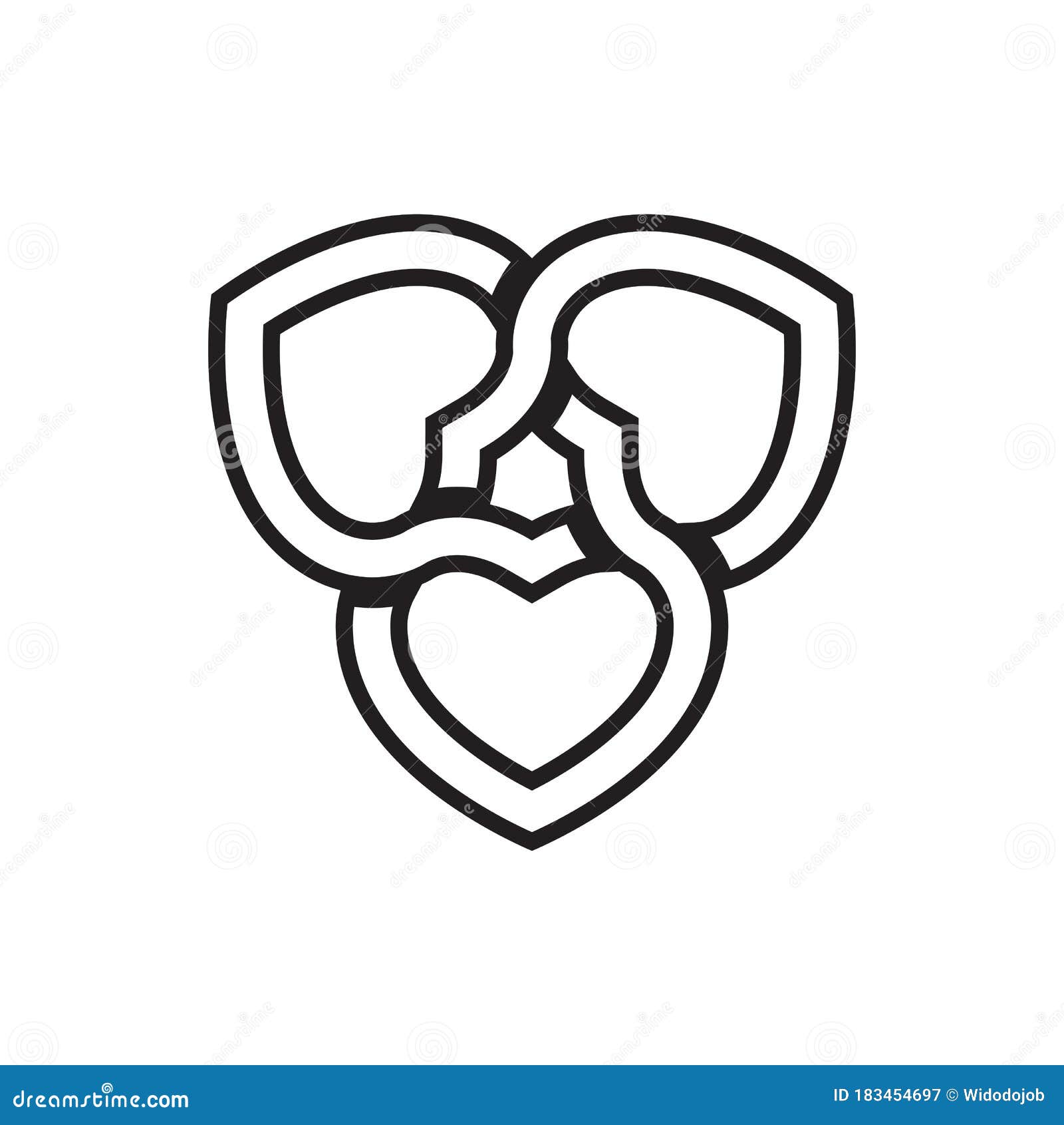 Three Heart Interlock Line Icon Vector Concept Stock Vector ...