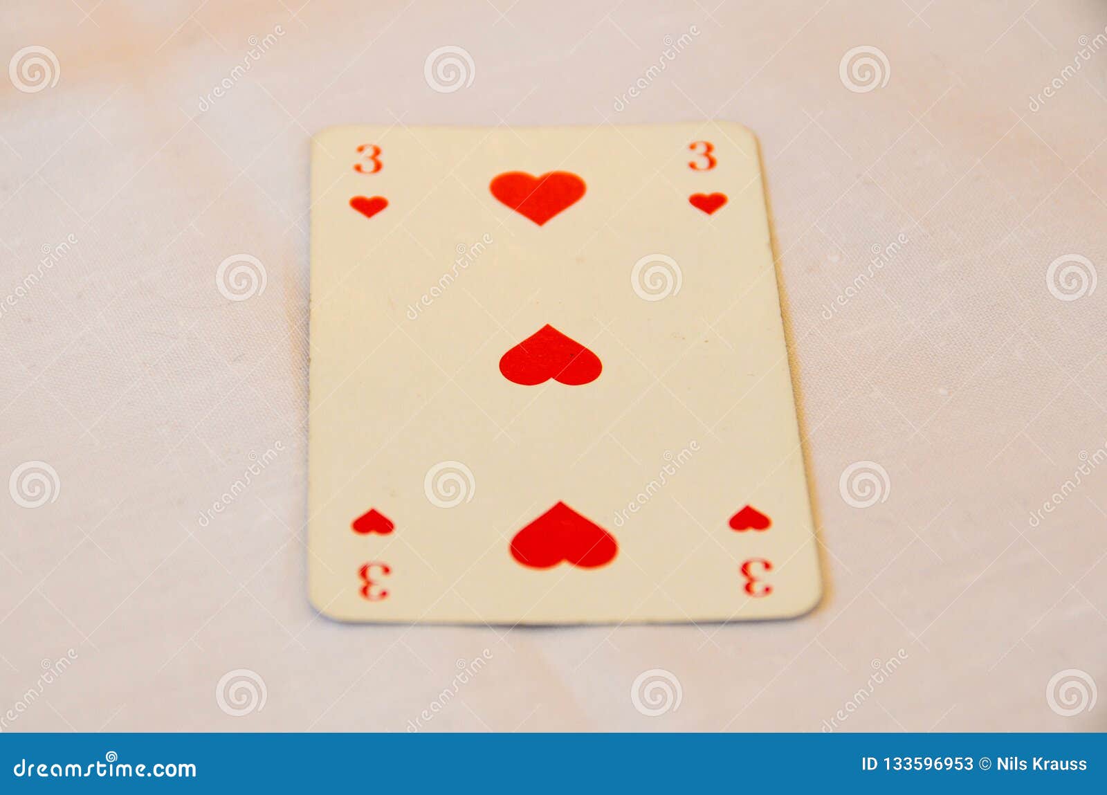Three heart play card stock image. Image of leisure - 133596953