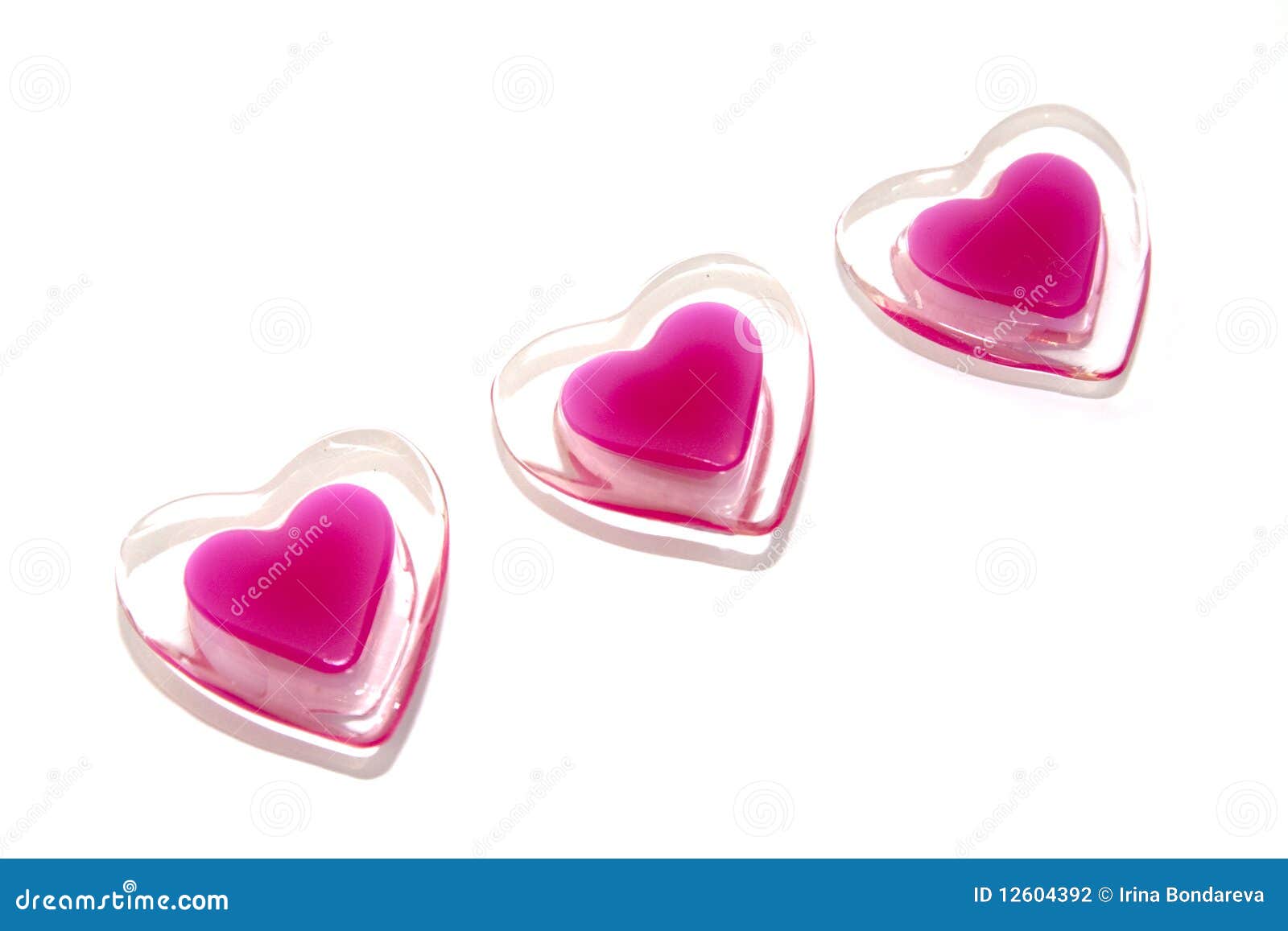 The three hearts stock photo. Image of love, three, pink - 12604392