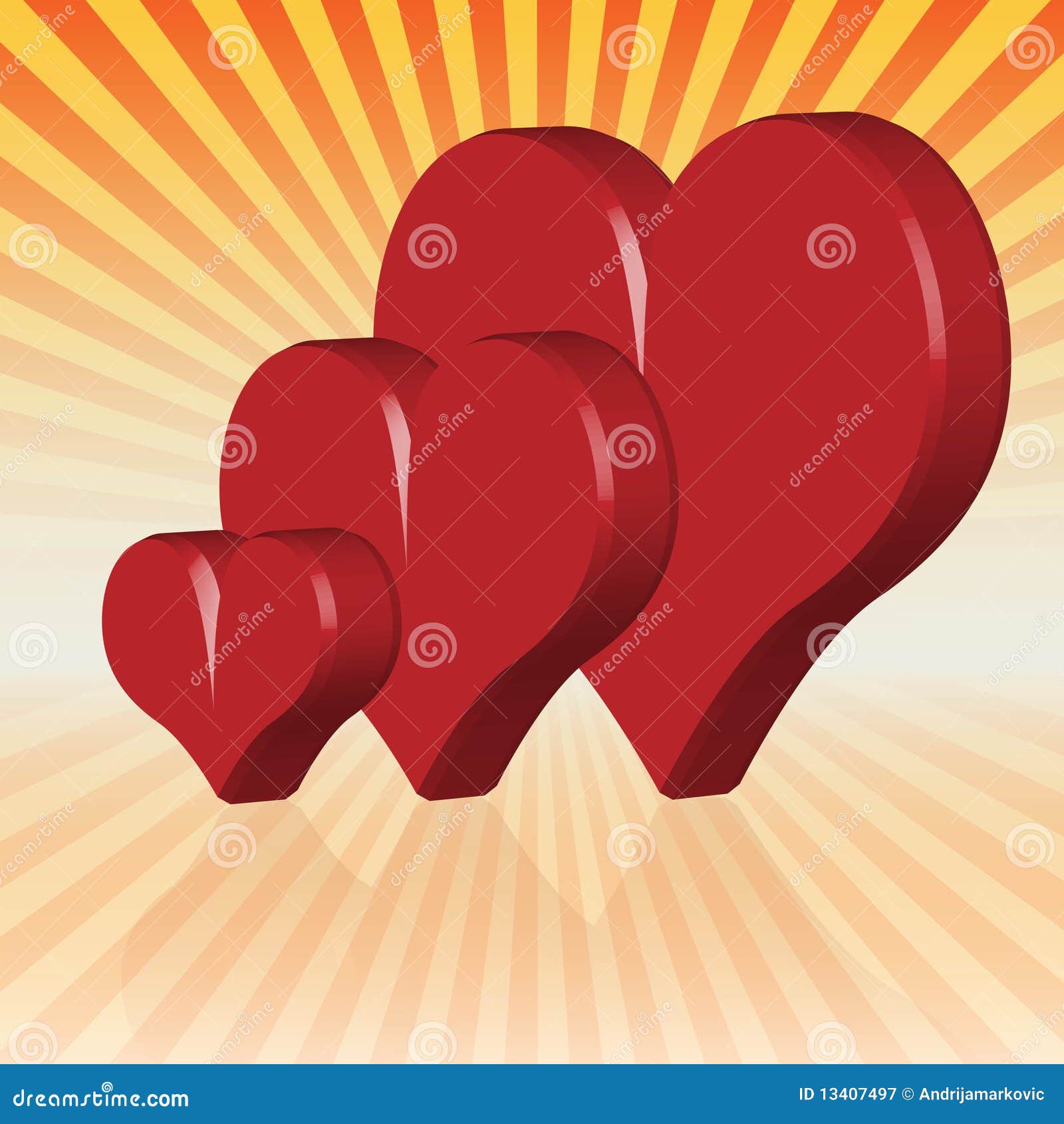 Three hearts stock vector. Illustration of backdrop, happy - 13407497
