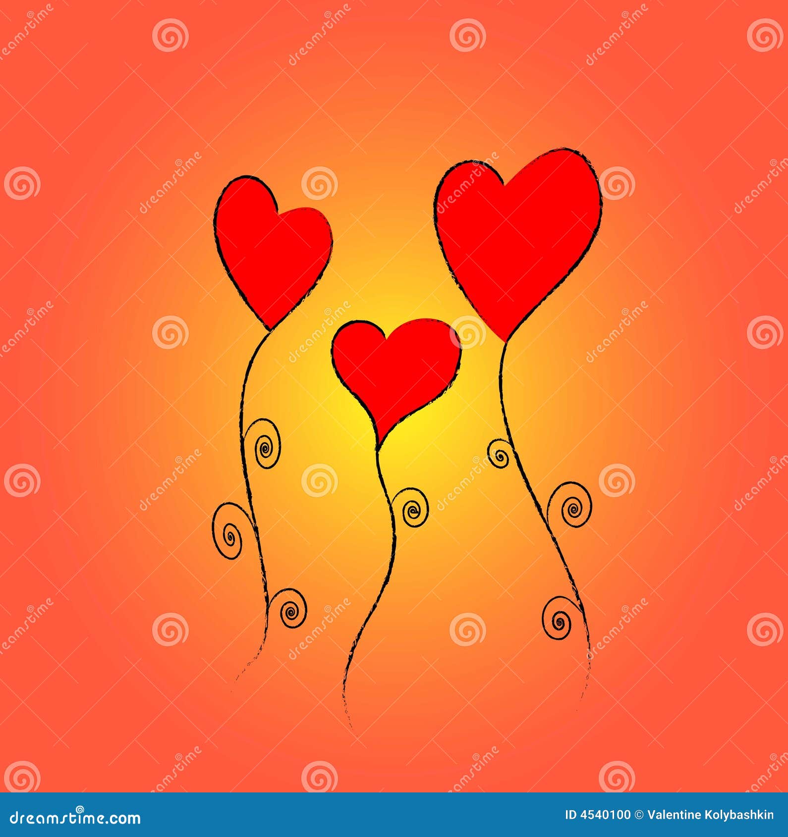 Three hearts stock vector. Illustration of abstract, heart - 4540100