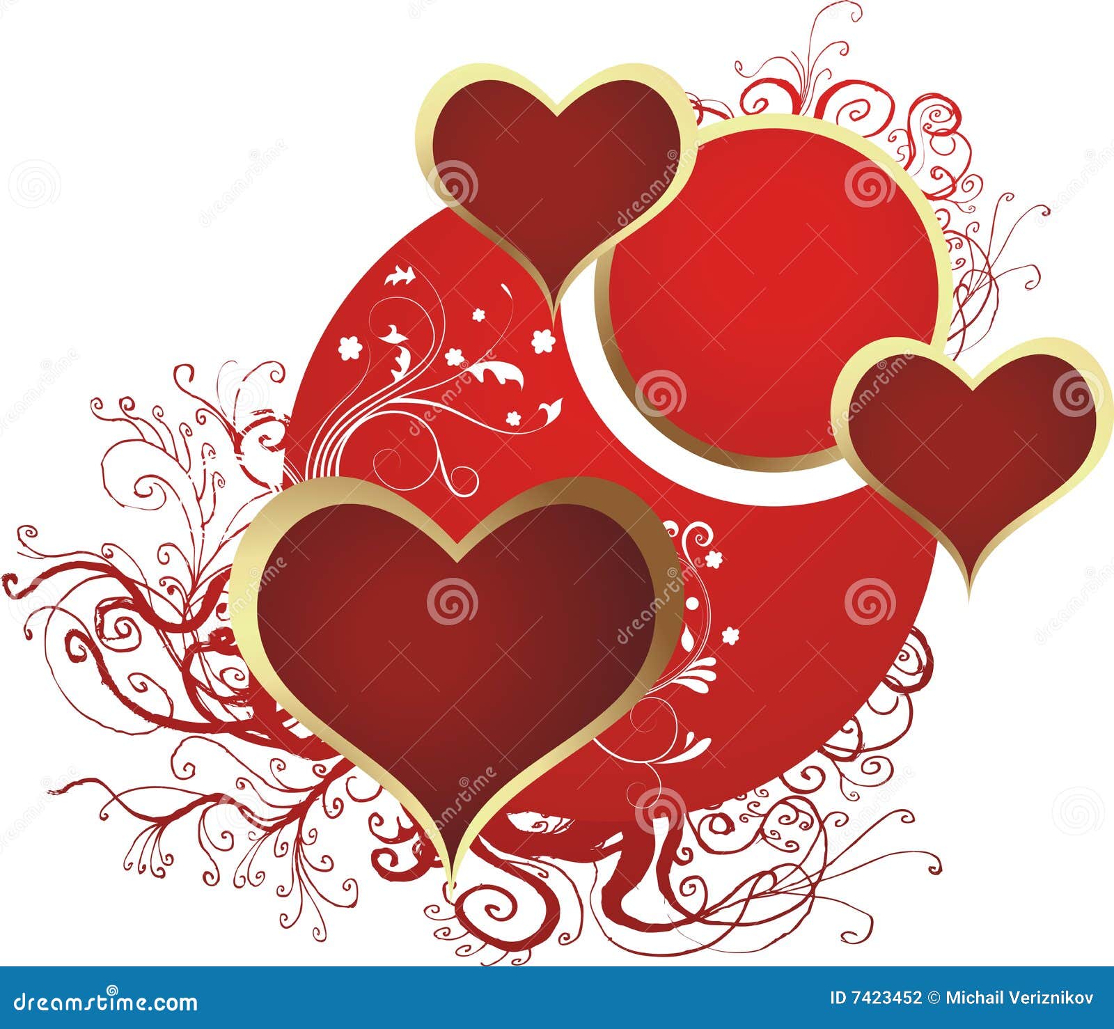 Three hearts stock vector. Illustration of love, computer - 7423452