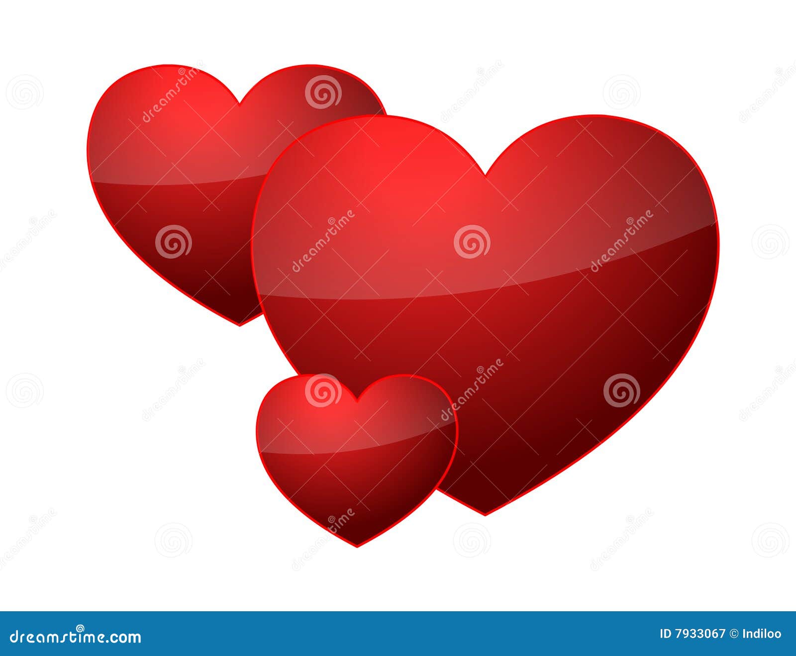 Three hearts stock illustration. Illustration of rendering - 7933067
