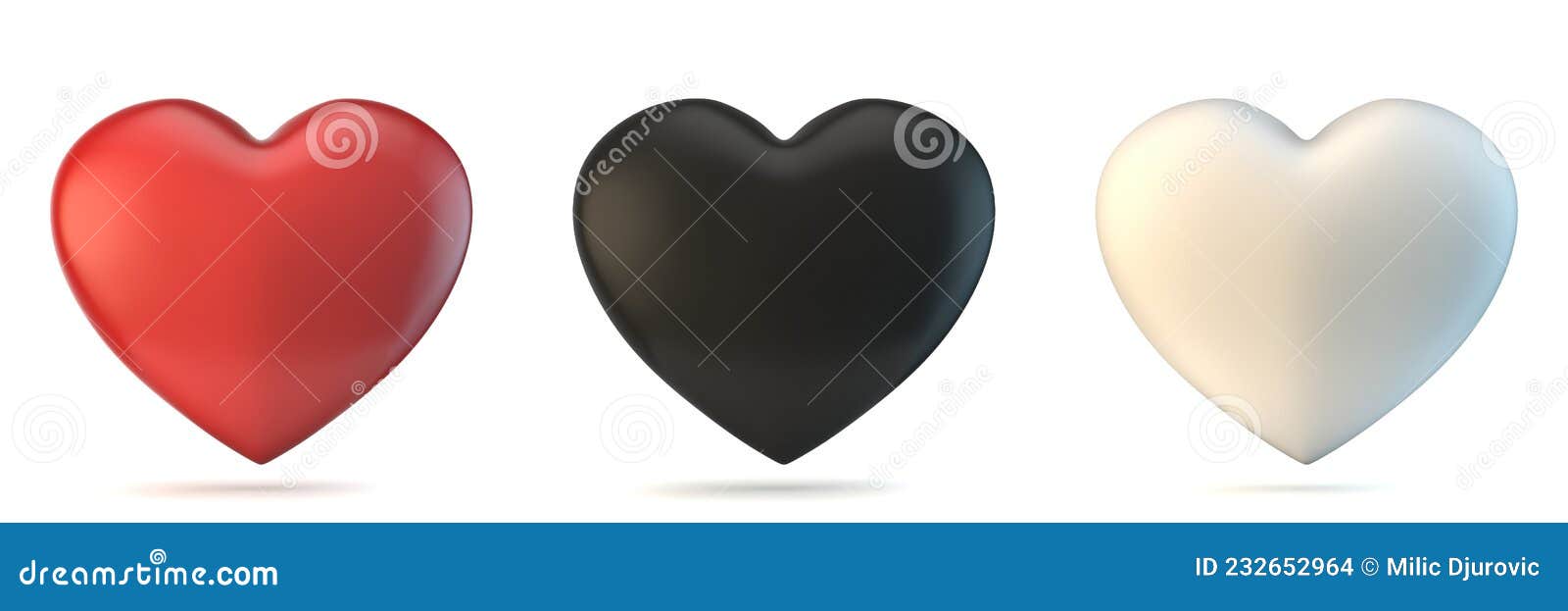 Three hearts 3D stock illustration. Illustration of greeting - 232652964