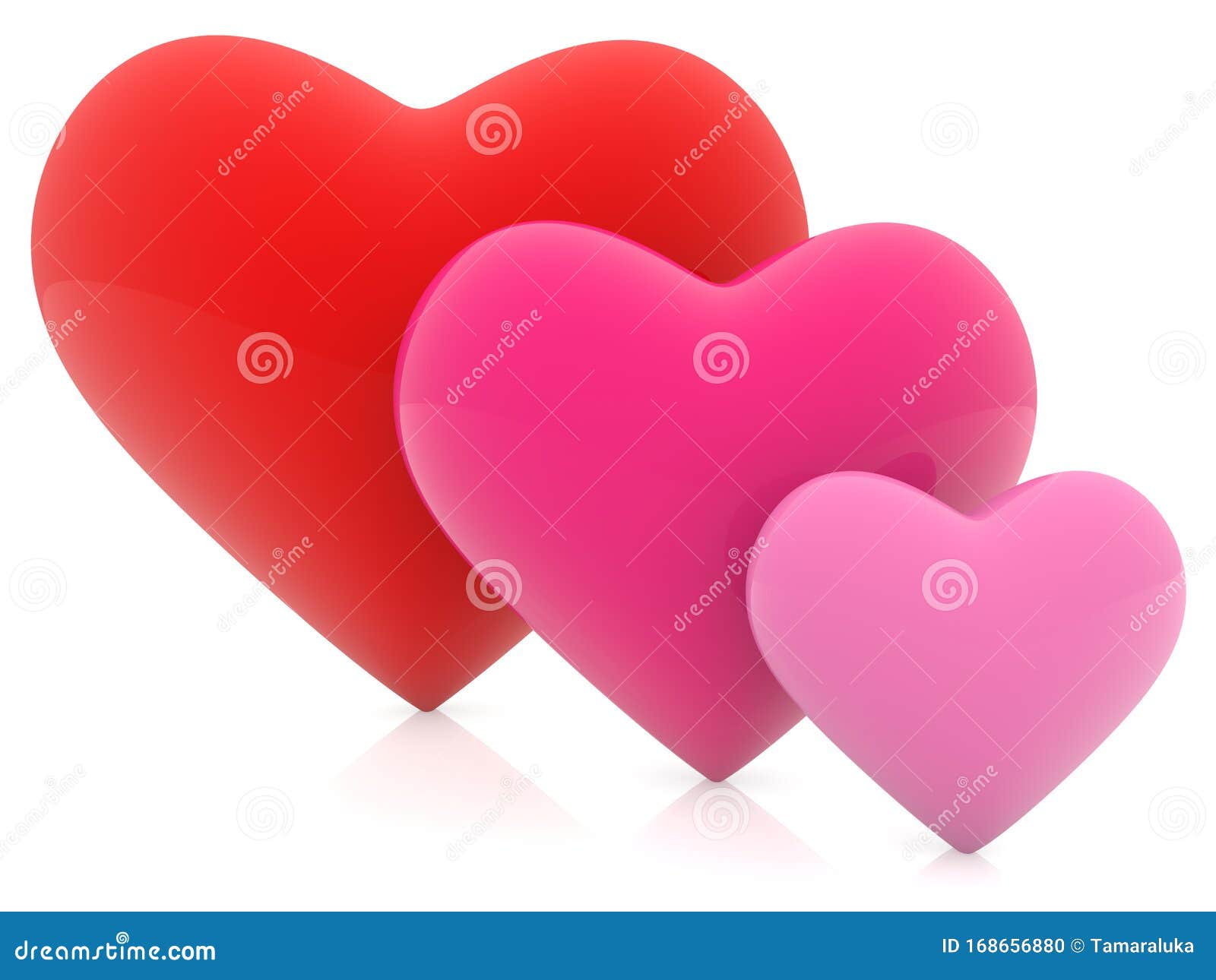 Three Hearts in Different Colors and Sizes Stock Illustration ...
