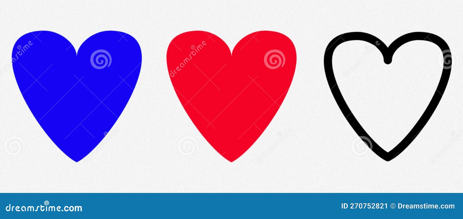 Three Hearts in Different Colors on a White Background Stock ...