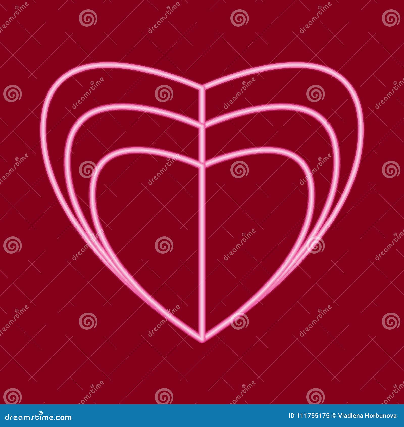 Three Hearts Divided Vertically. Stock Vector - Illustration of linear ...