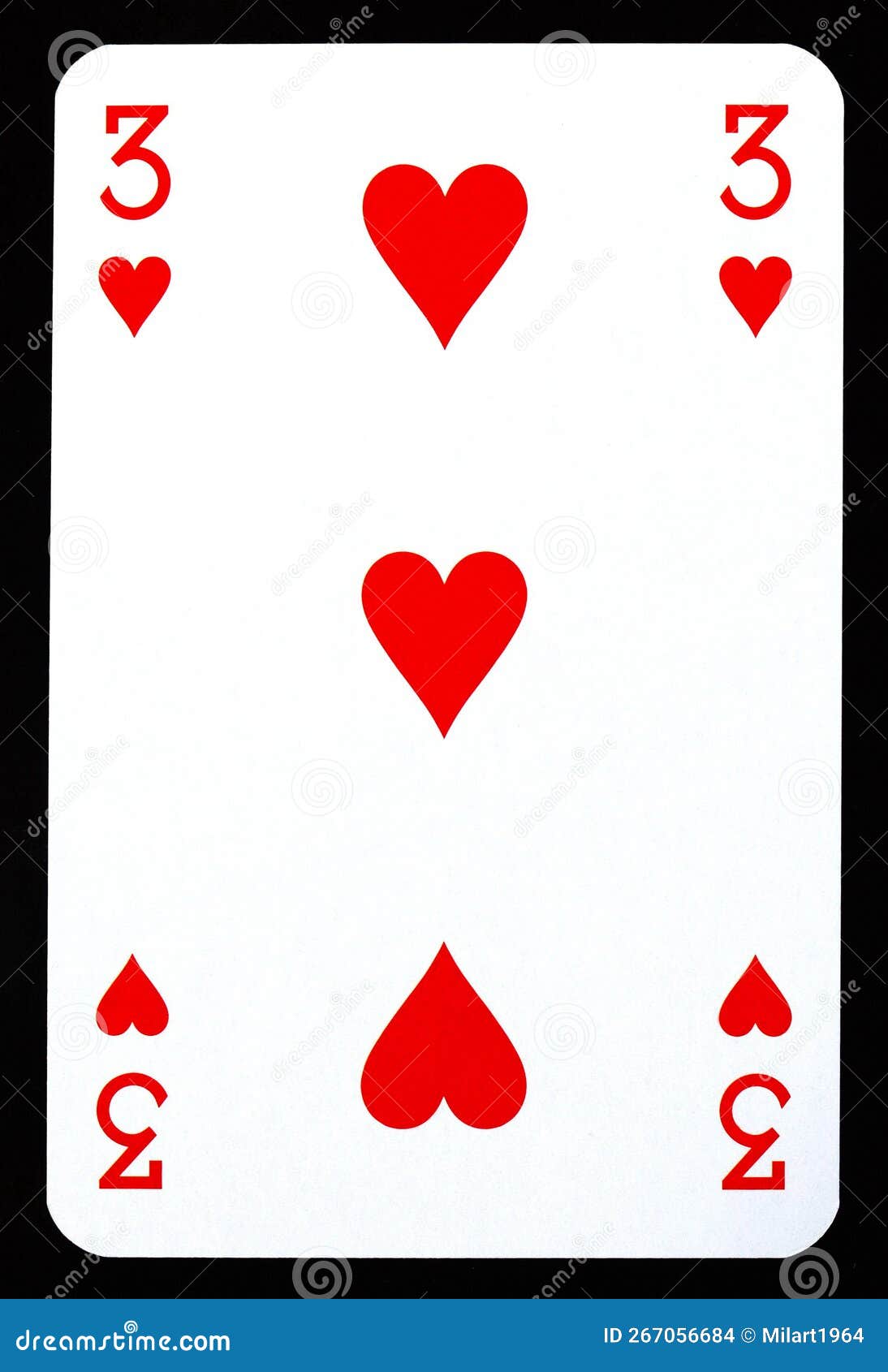 Three of Hearts Playing Card Stock Photo - Image of game, diamond ...