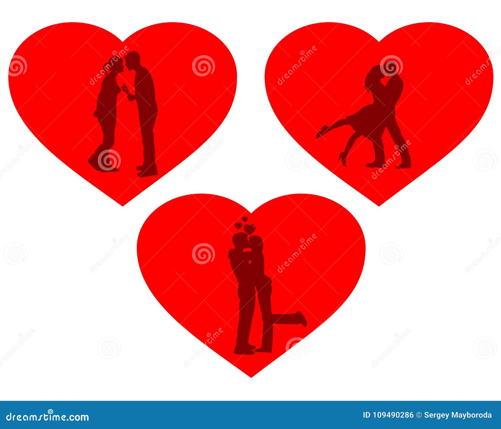 Three Hearts and Silhouettes Stock Vector - Illustration of vector ...