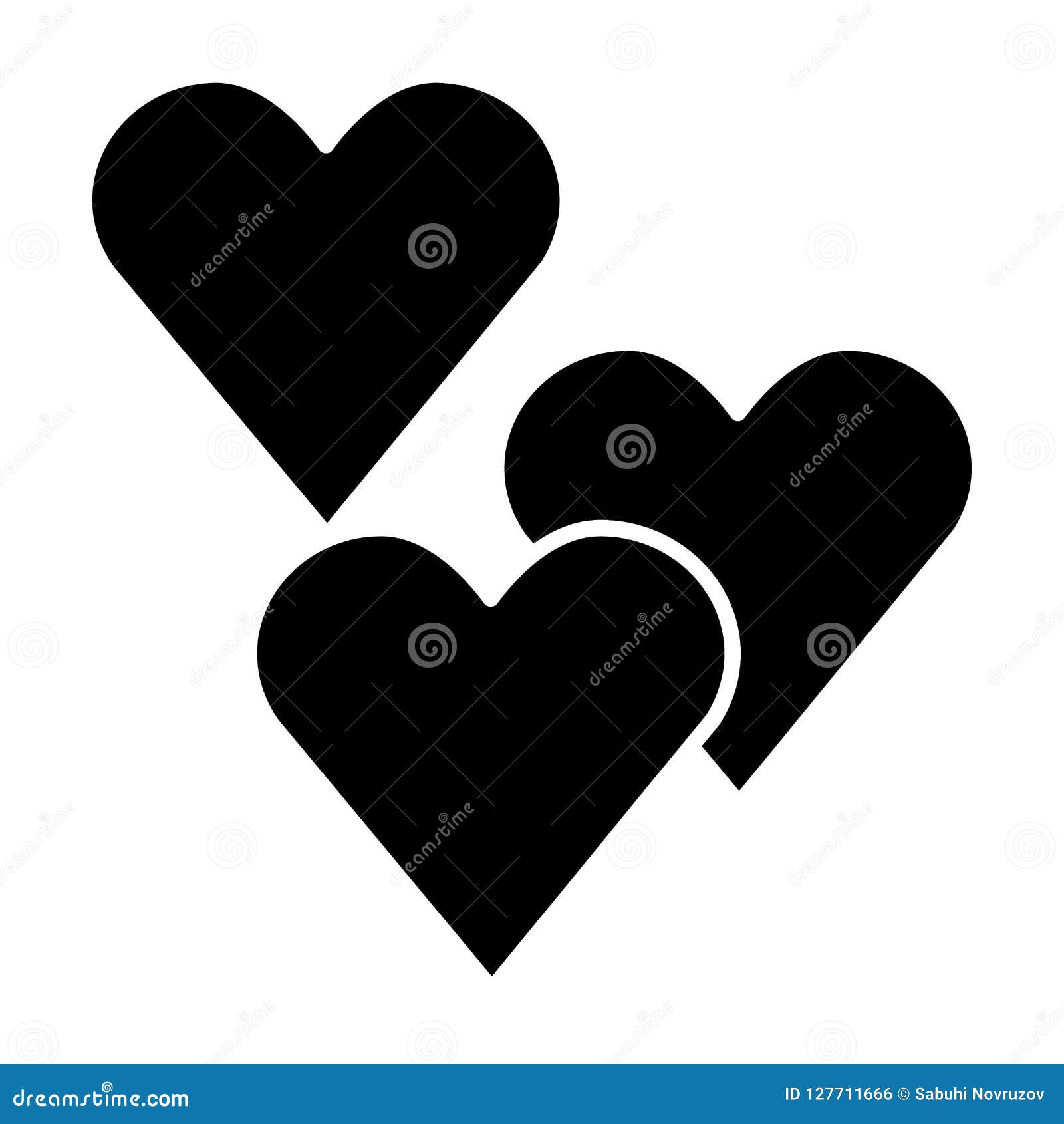 Three Hearts Solid Icon. Love Vector Illustration Isolated on White ...