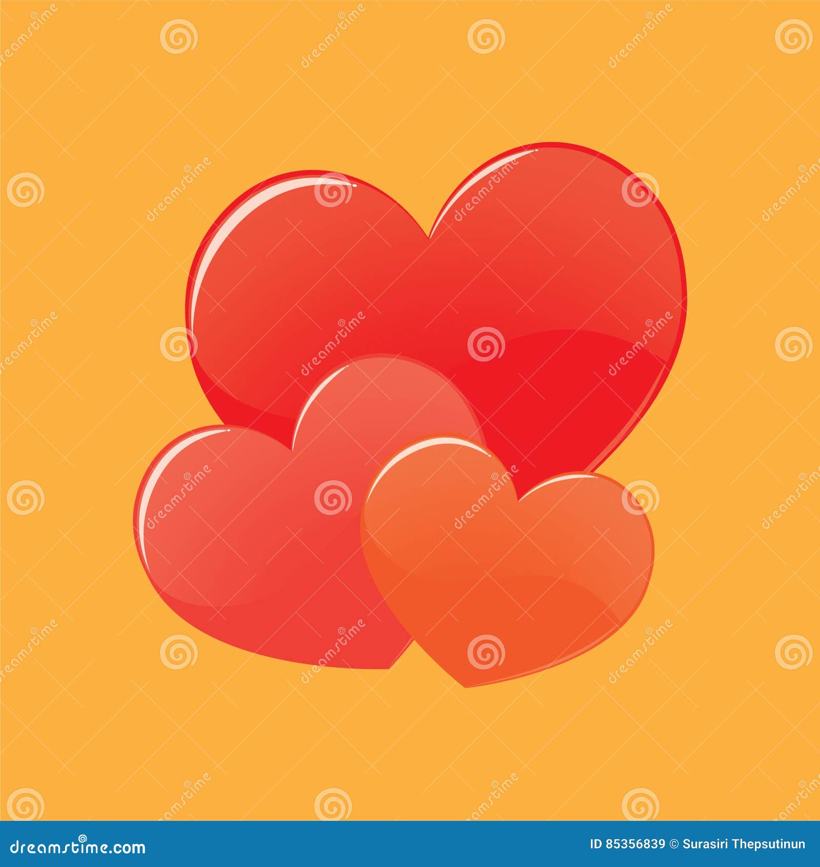 Three Hearts Vector stock vector. Illustration of love - 85356839
