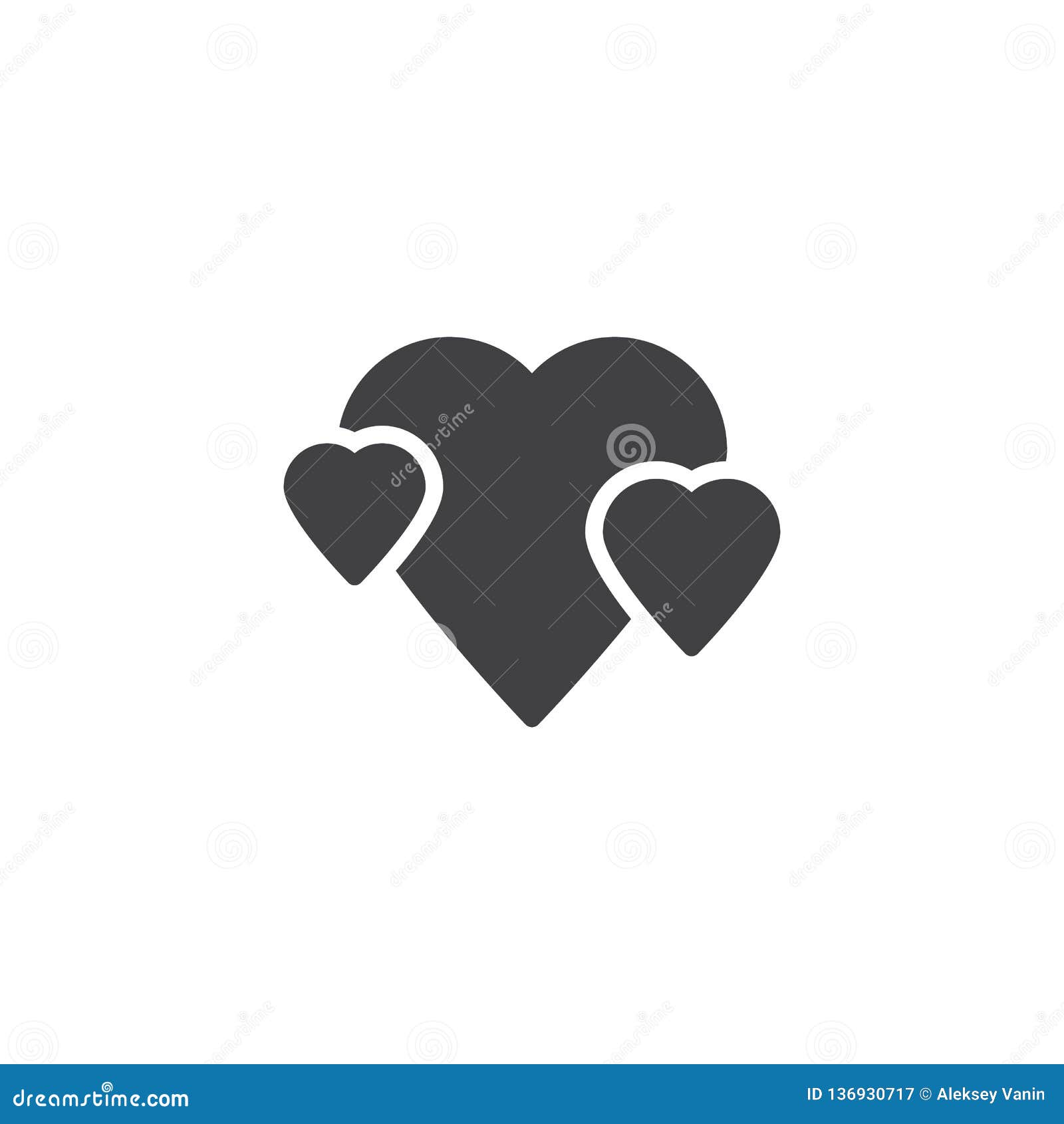 Three hearts vector icon stock vector. Illustration of graphics - 136930717