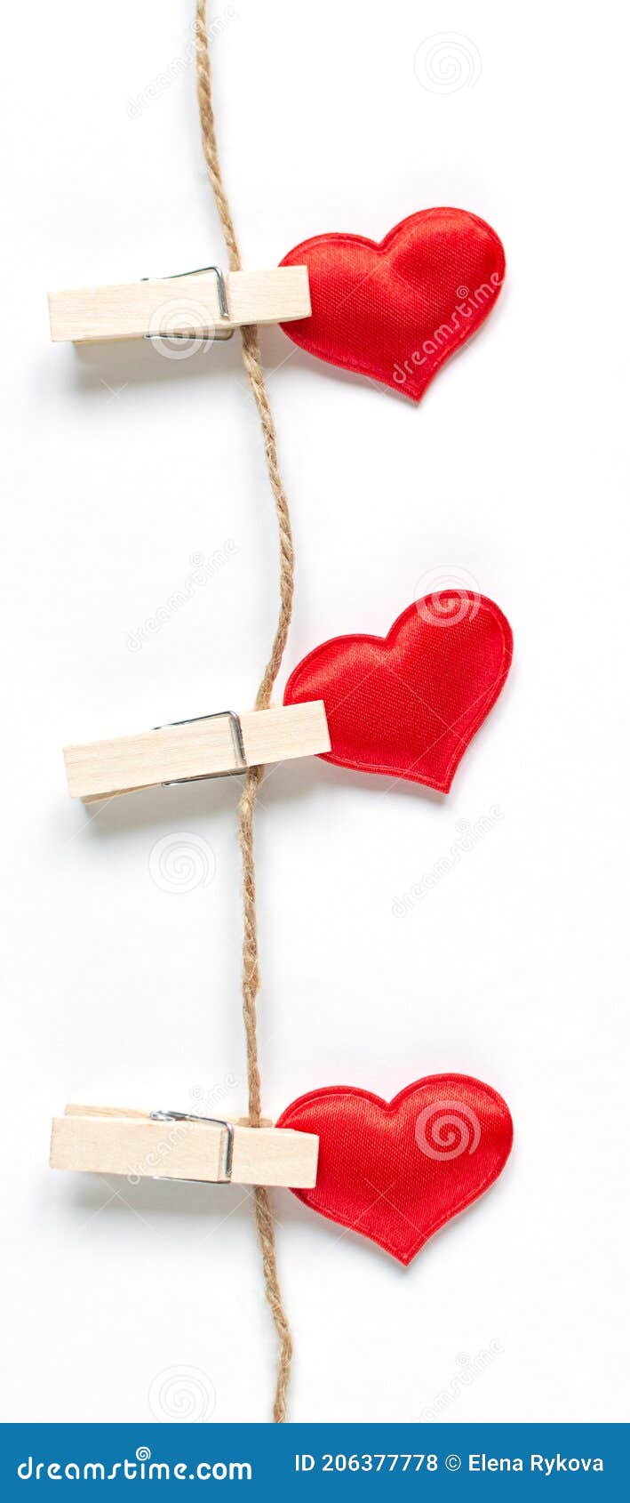 Three Hearts Vertical Hang on a Thin Rope Stock Illustration ...