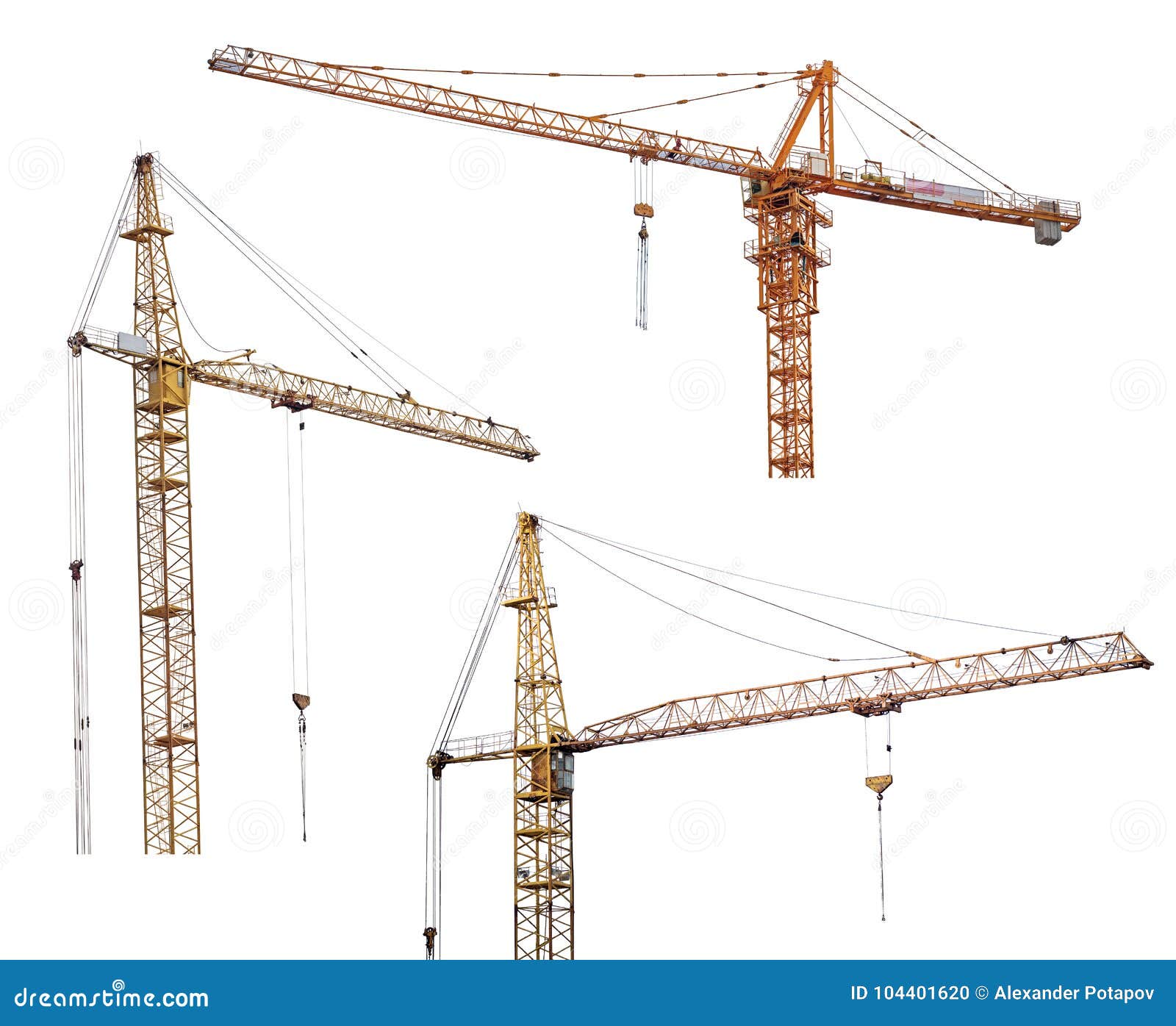 Three Heavy Dark Cranes on White Stock Photo - Image of industry ...