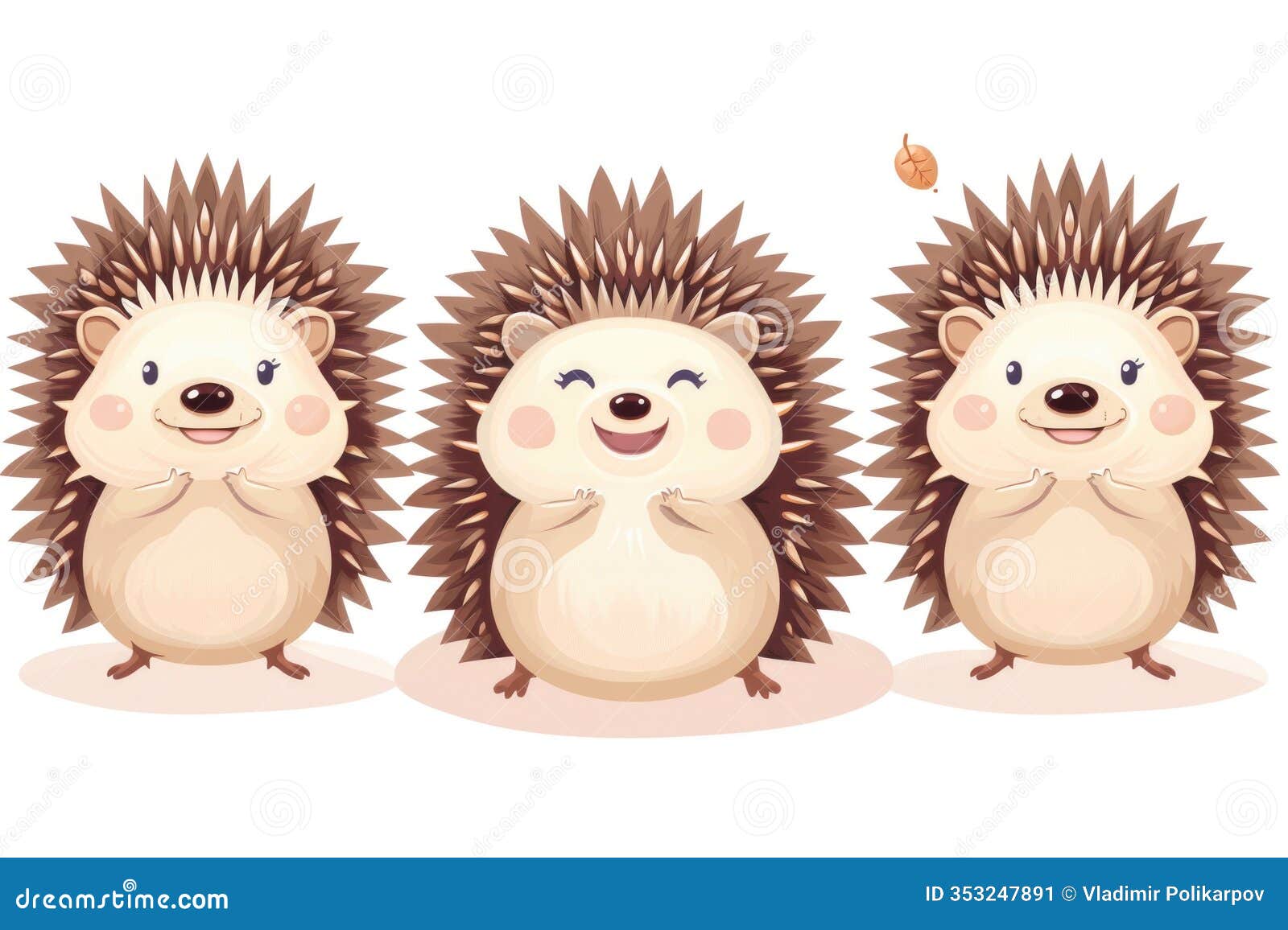 Three Hedgehogs Standing in a Row. Perfect for Nature and Wildlife ...