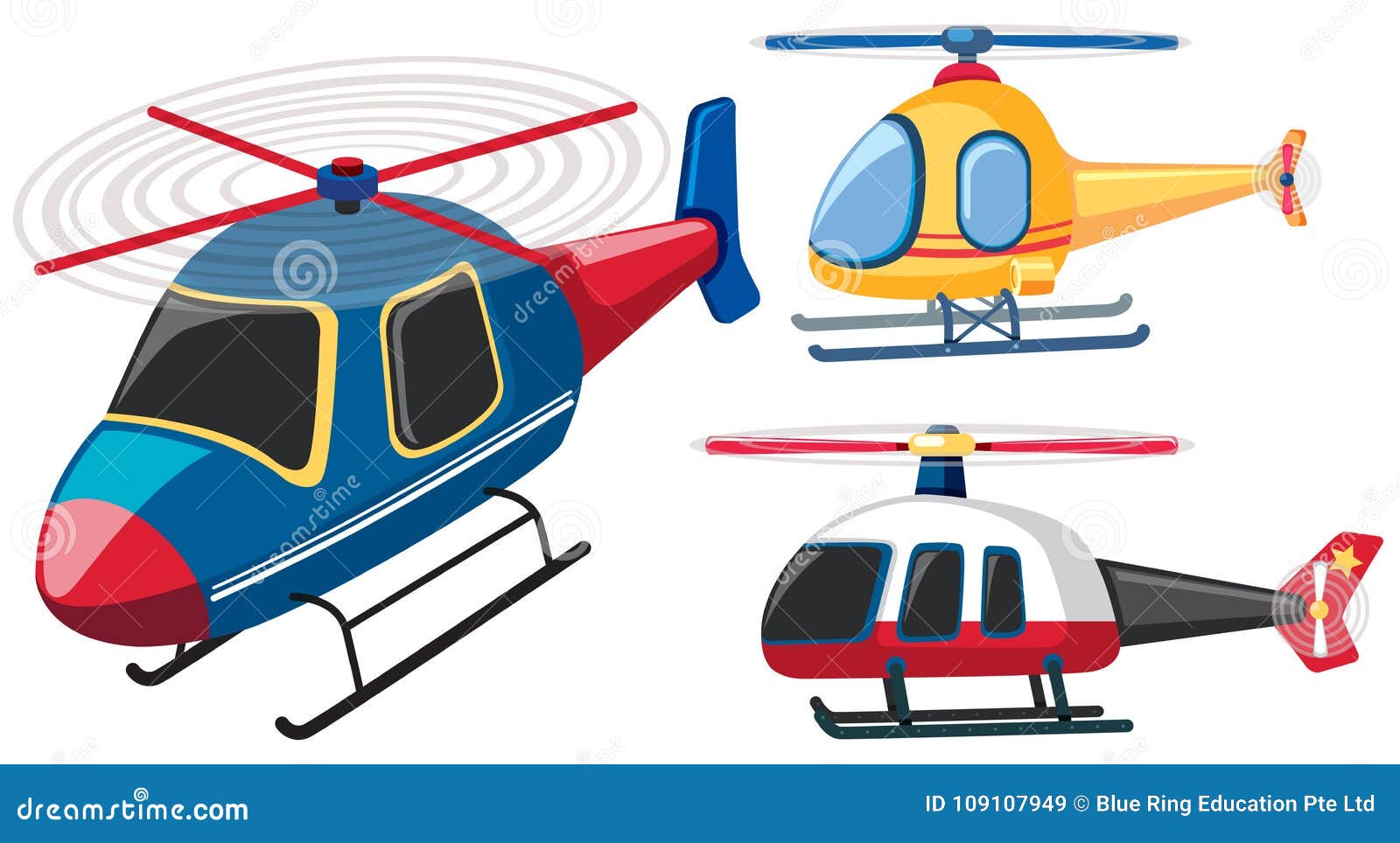 Set Of Helicopters In Different Colors Cartoon Vector | CartoonDealer ...