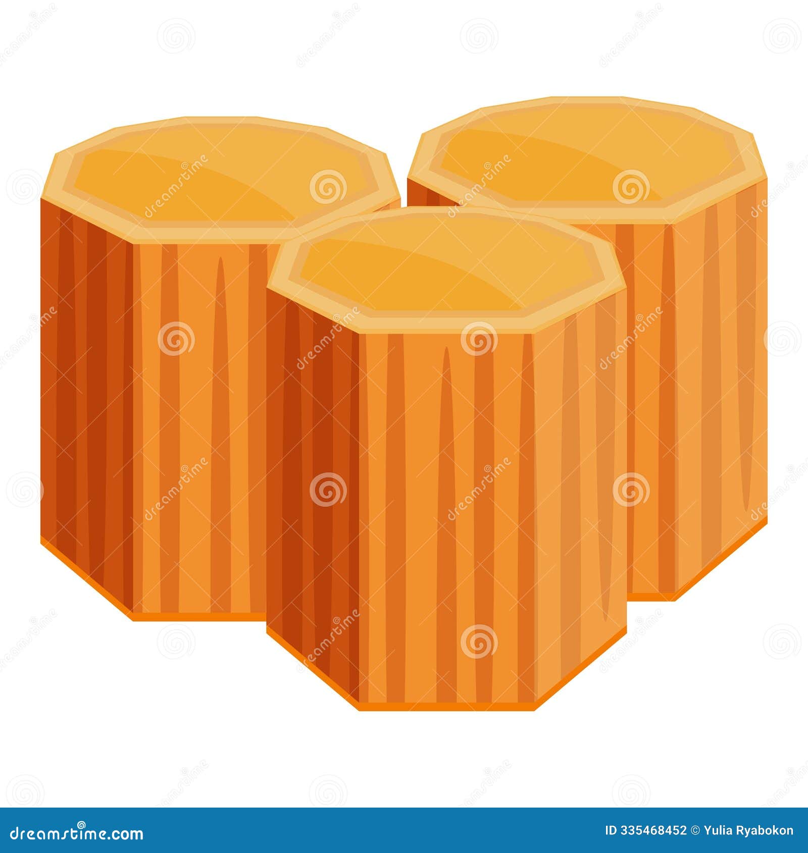 Three Hexagonal Wooden Logs Forming a Triangle Shape Stock Photo ...
