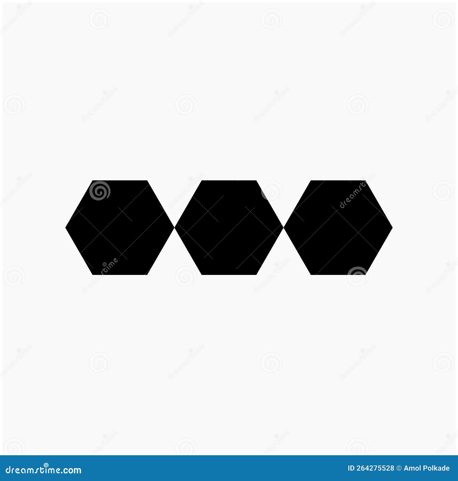 Three Hexagons in on Line Vector. Black Hexagons Icon Stock Vector ...