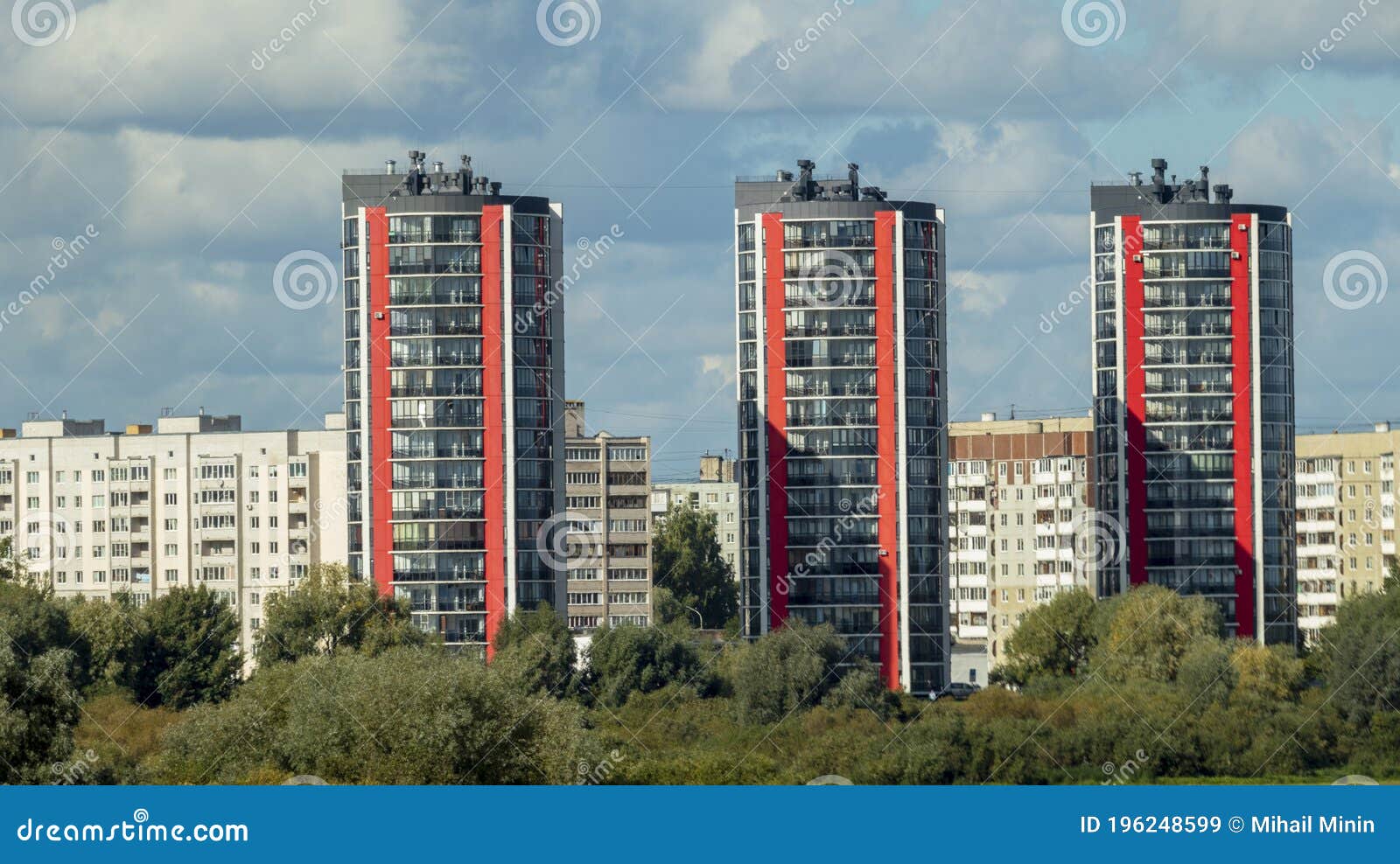 Three High Rise Residential Buildings Standing Side by Side Stock Image ...