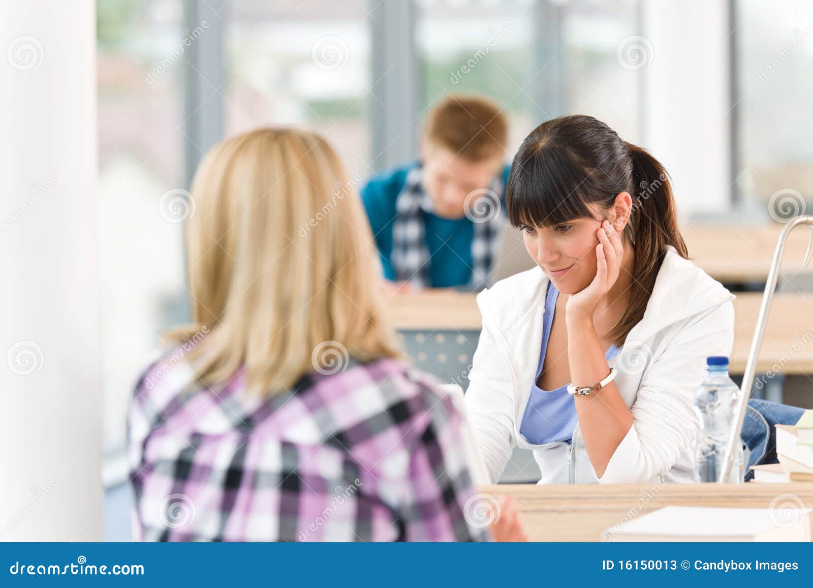 Three High School Students in Classroom Stock Image - Image of class ...