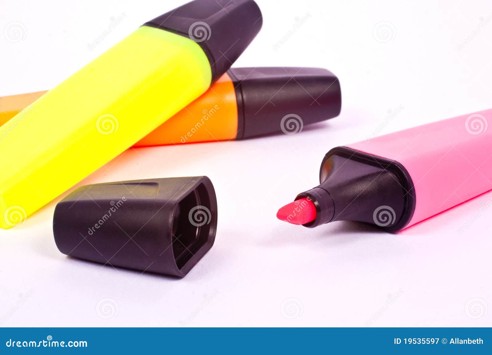 Three highlighters stock image. Image of office, felt - 19535597