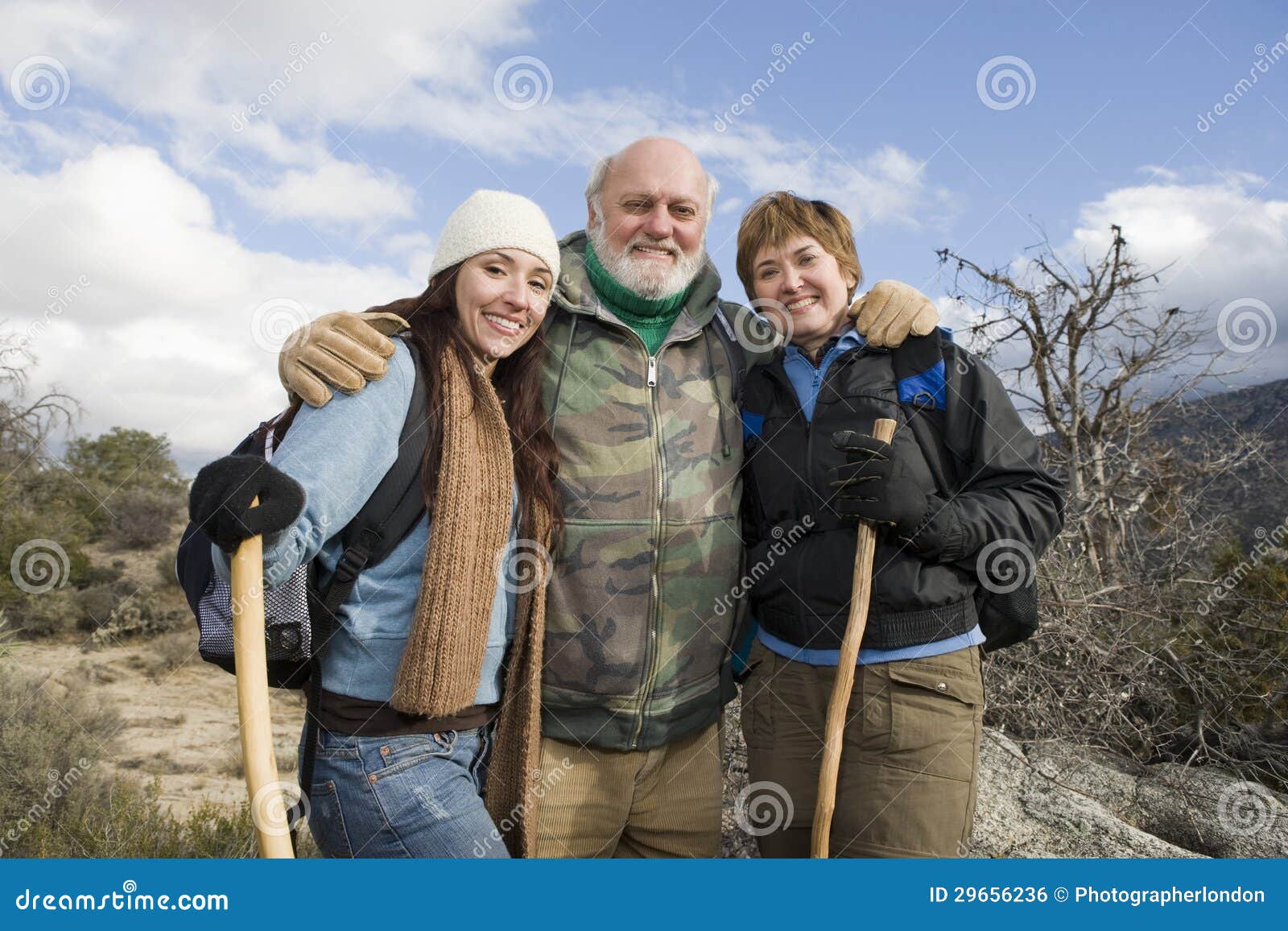 Three Hikers Smiling stock photo. Image of active, ethnic - 29656236